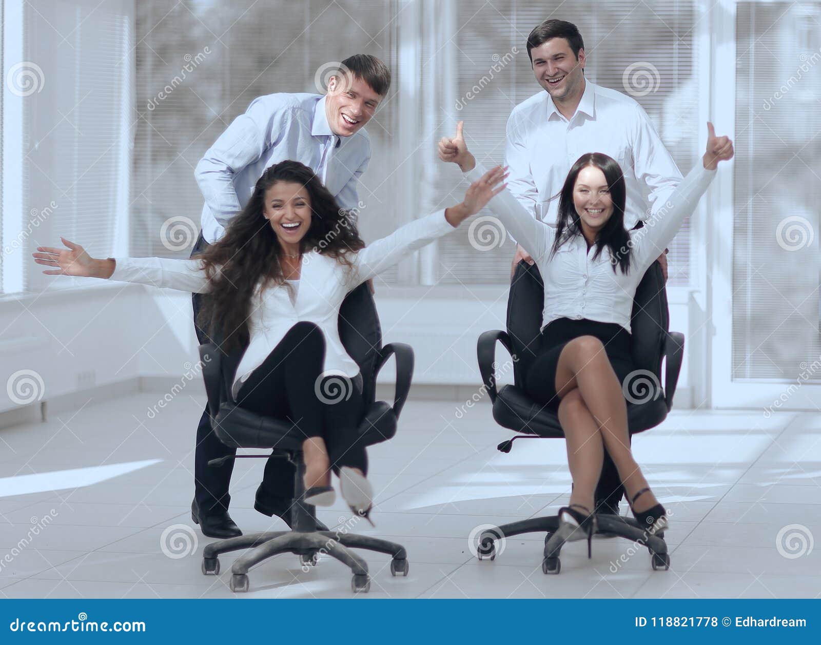 Enthusiastic Business Team in Office Stock Photo - Image of formalwear ...