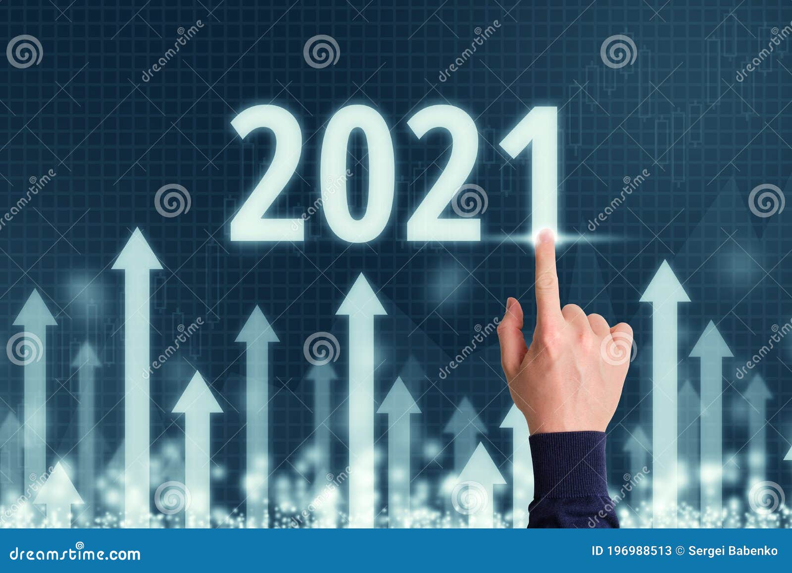 Concept for a Successful Year 2021 in Business with Abstract Upward ...