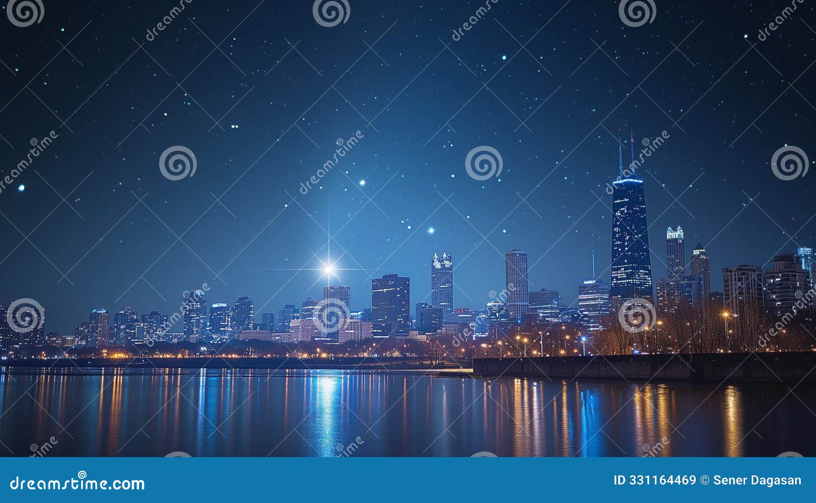 Concept of Supernova Explosion at Night on the City S Sky. Stock Image ...