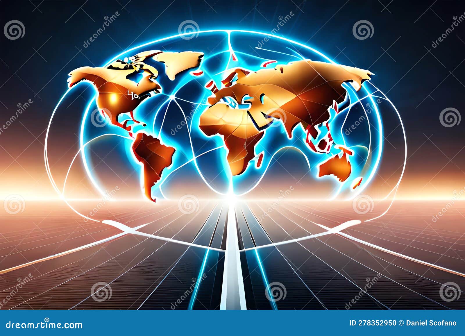 Supply Chain Network Digital Illustration of a World Map with ... Supply Chain Network Digital Illustration of a World Map with ...