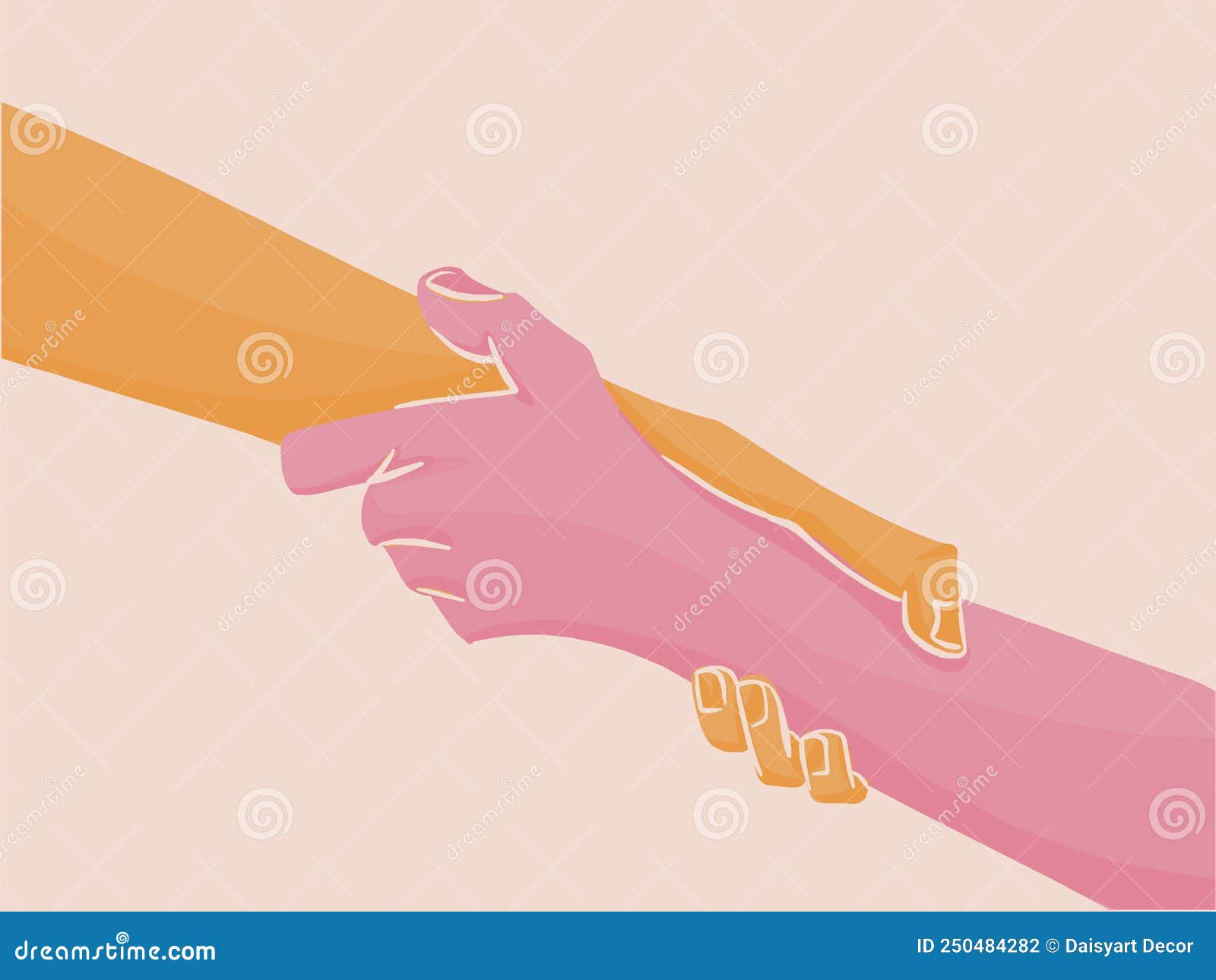 Concept of Support and Help. Illustration of Two Right Hands Holding ...