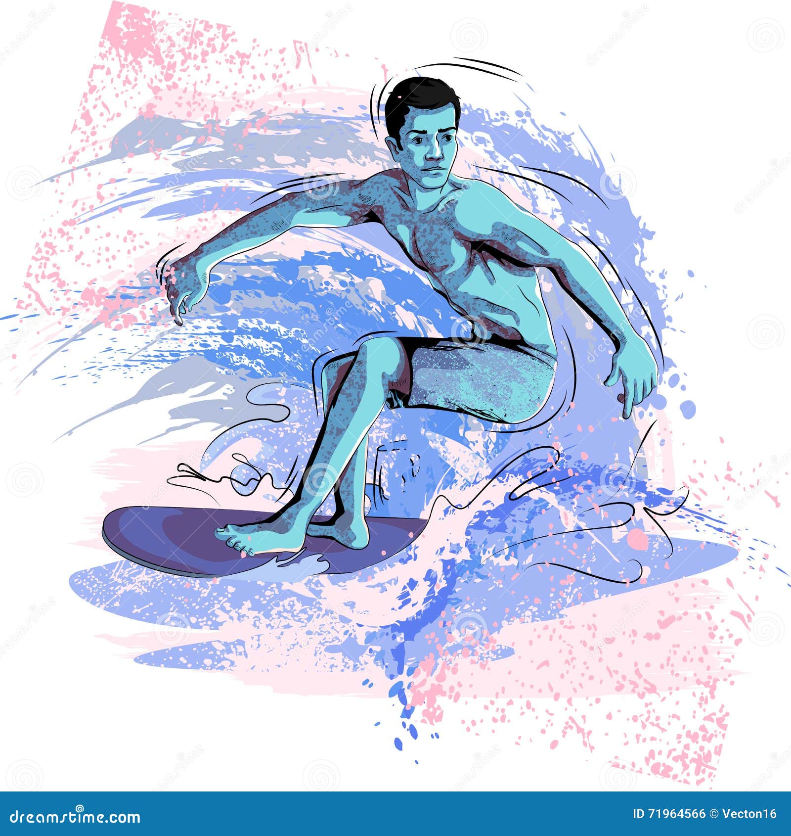 Concept of Surfer Surfing on Wave Stock Vector - Illustration of ...