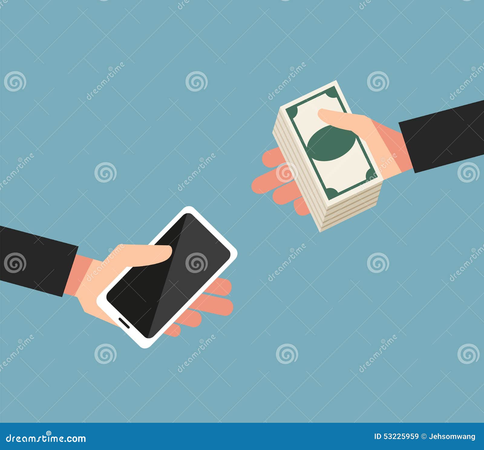 The Concept of Swapping Money for Mobile Phone Stock Vector ...