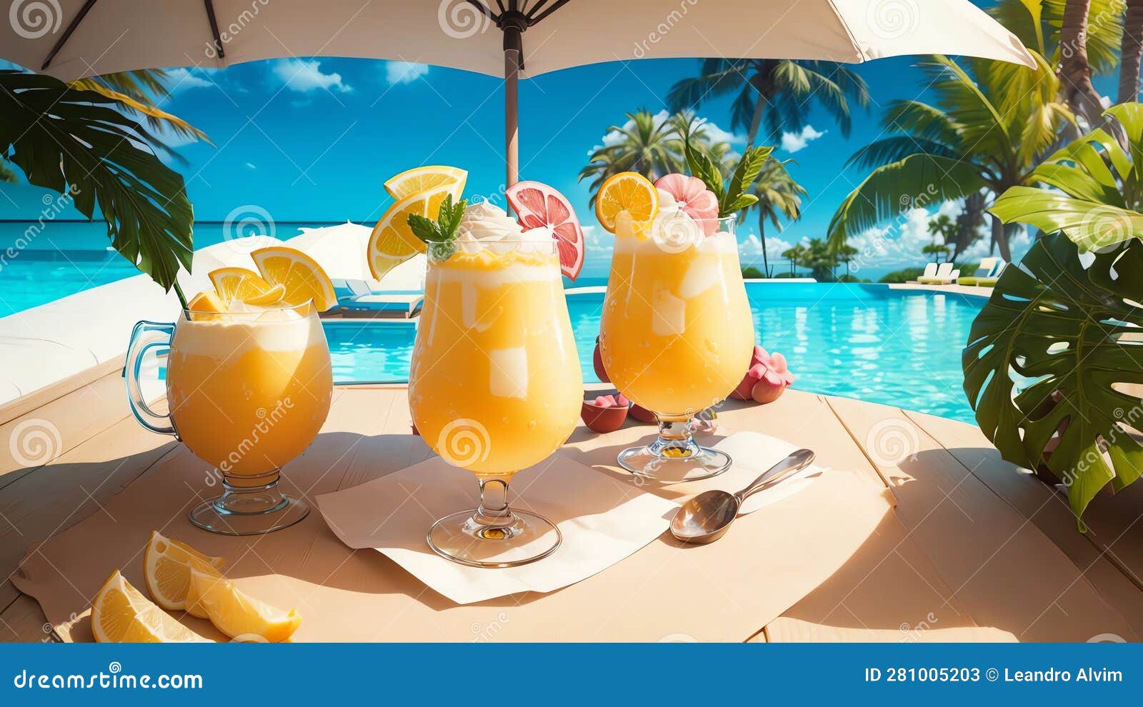 Sweet Sugar Syrup Pina Colada by the Pool.AI Generated Stock ...