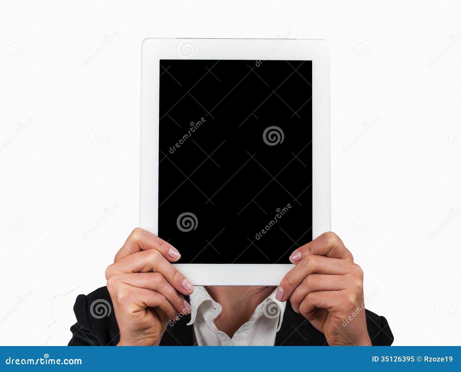 Concept tablet as a face stock image. Image of holding - 35126395