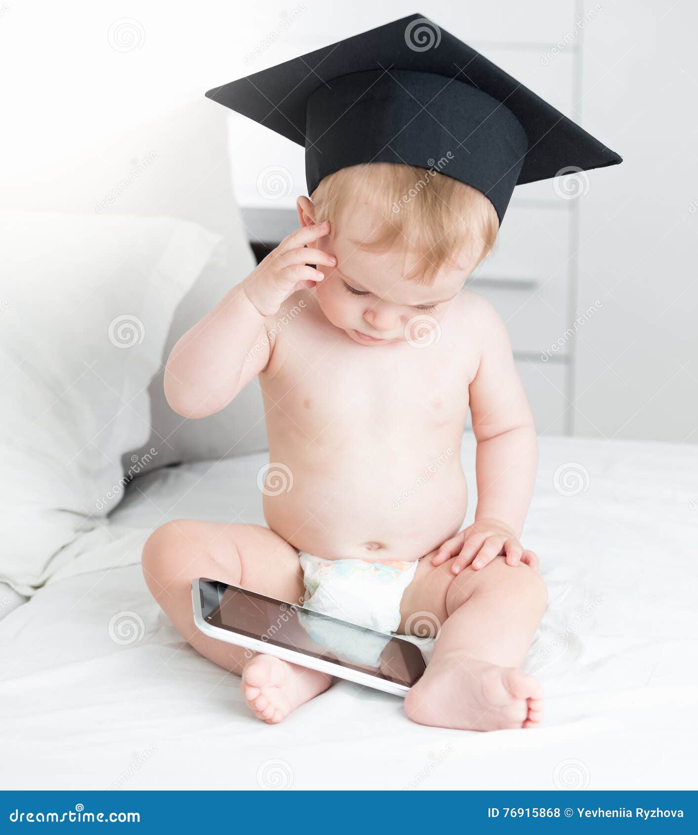 Concept of Talented Children. Smart Baby in Graduation Cap Using Stock ...