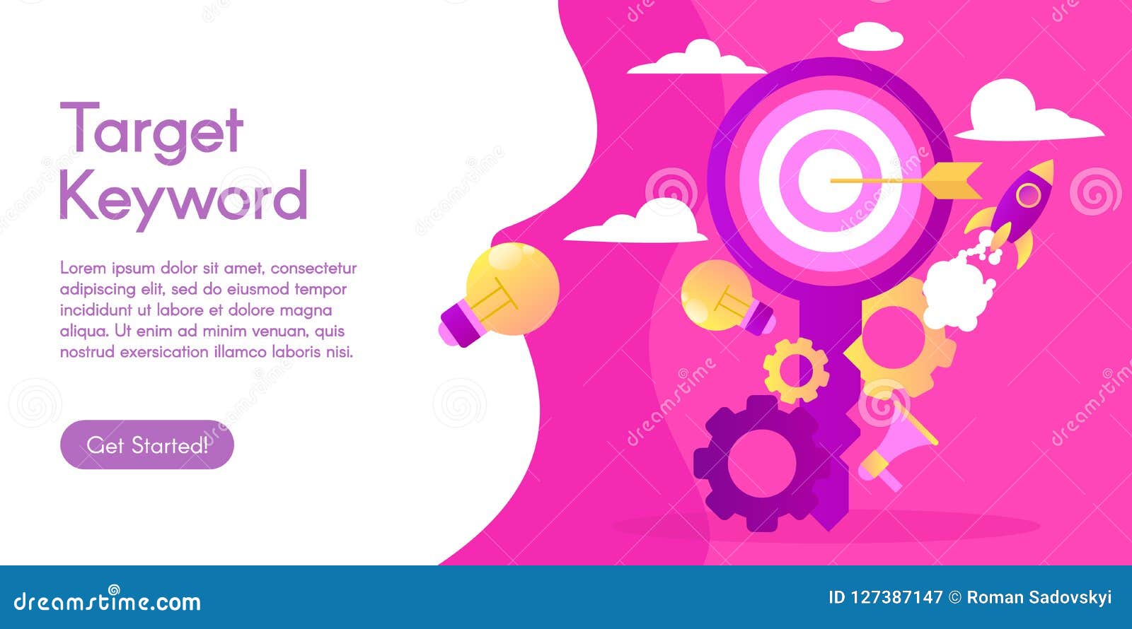 Concept of Target Keyword, Vector Business Illustration in Flat Design ...