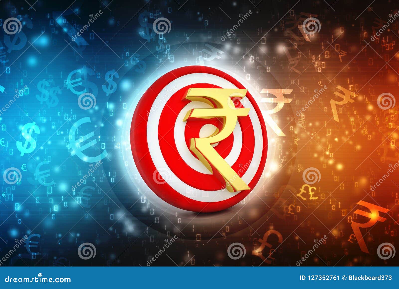 Concept of Targeting Indian Rupee in White Background. 3d Rendering ...