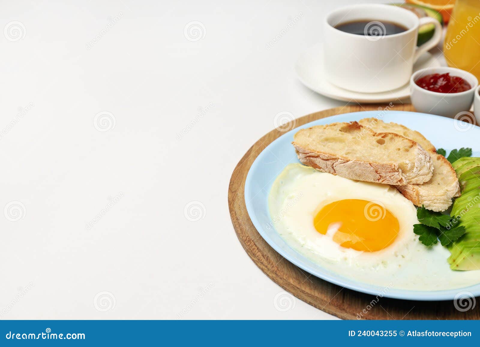 Concept of Tasty Breakfast on White Background Stock Image - Image of ...