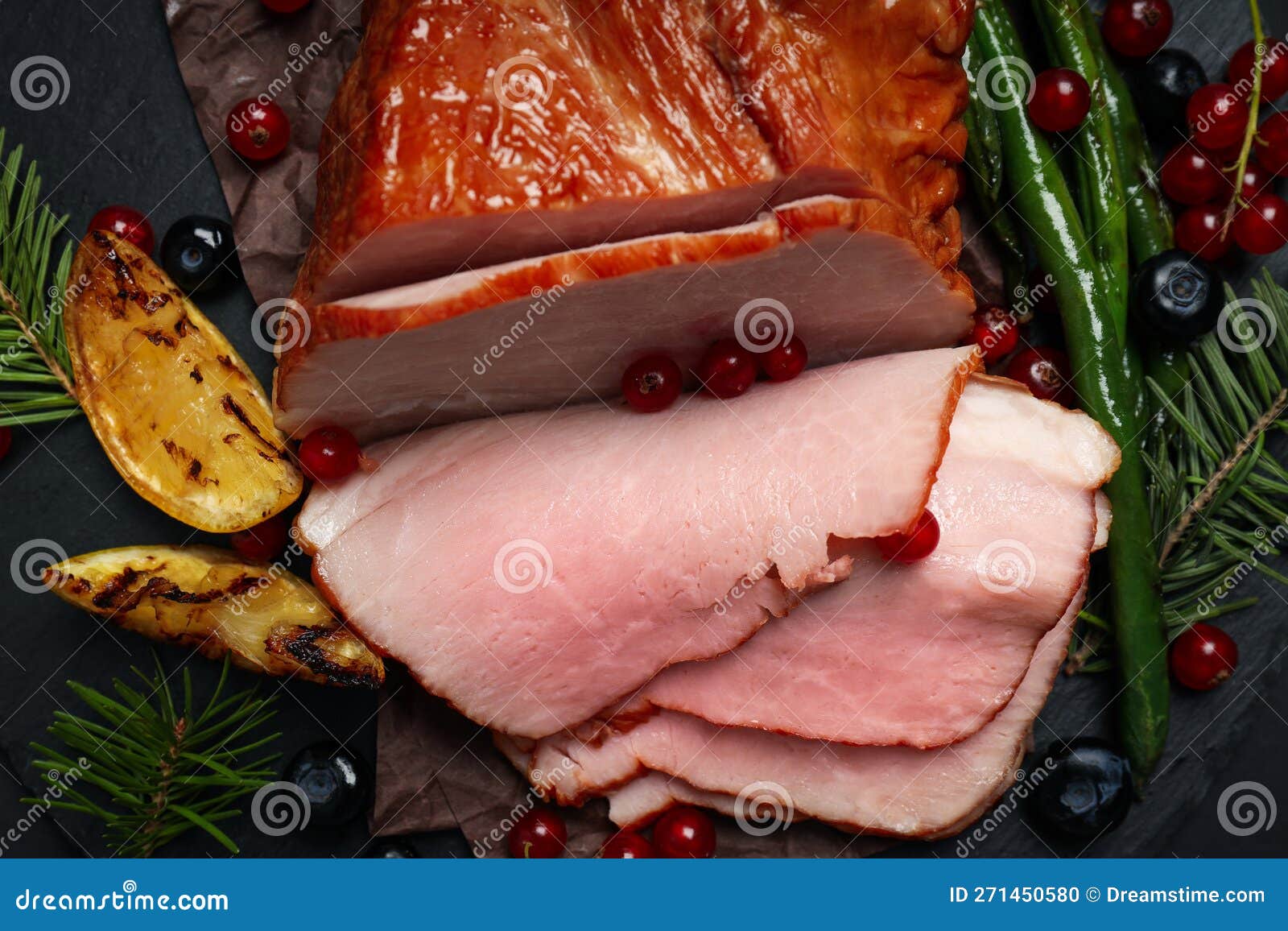 Concept of Tasty Food, Ham, Close Up Stock Photo - Image of piece ...