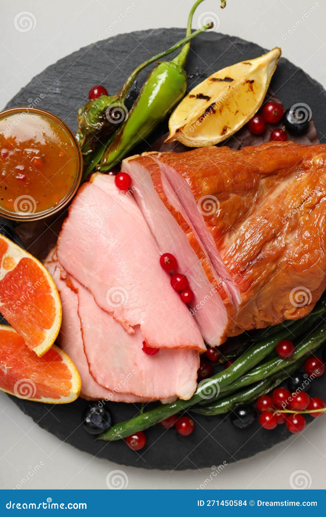 Concept of Tasty Food, Ham, Top View Stock Photo - Image of eating ...