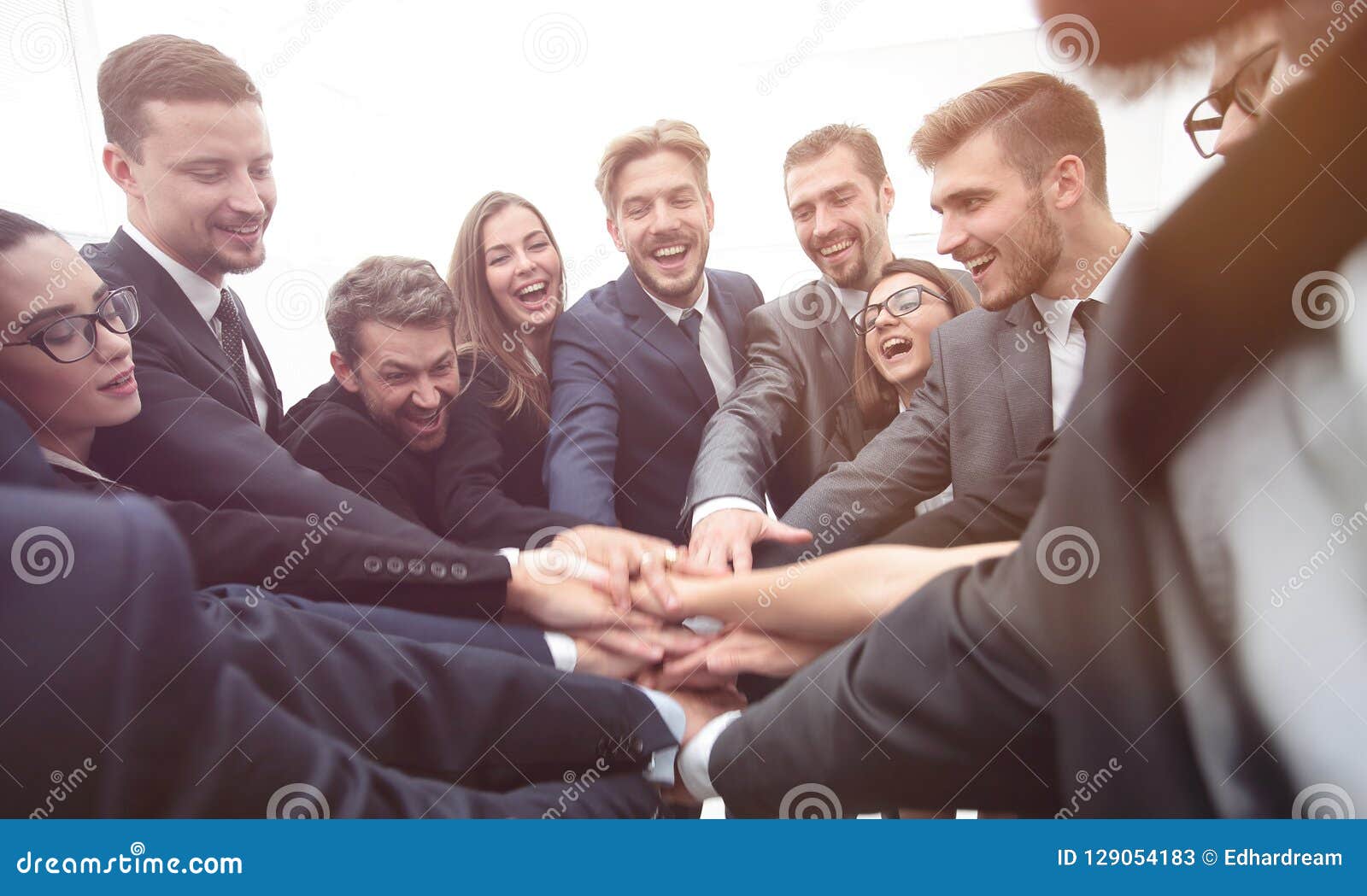 Large Group of Business People Standing with Folded Hands Together ...