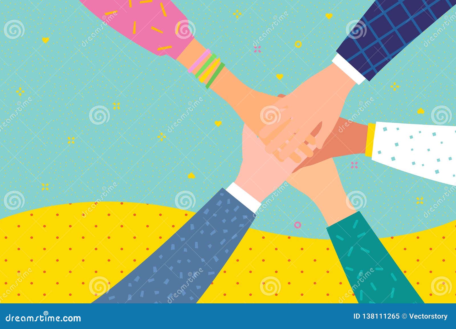 Concept of Team Work. Friends with Stack of Hands Showing Unity and ...
