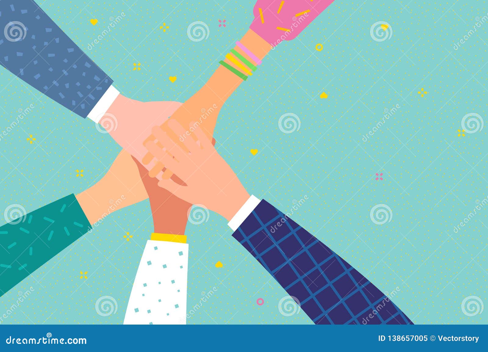 Concept of Team Work. Friends with Stack of Hands Showing Unity and ...