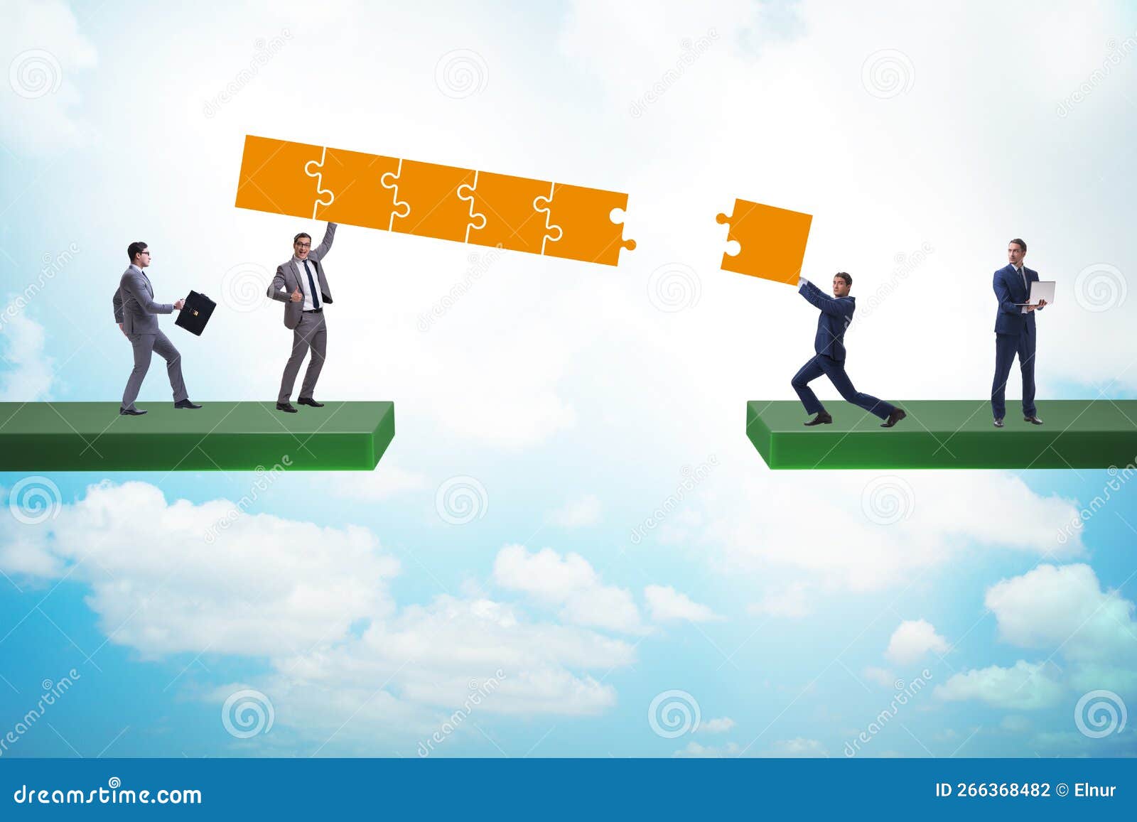 Concept of Teamwork with Bridge Being Built Stock Photo - Image of ...