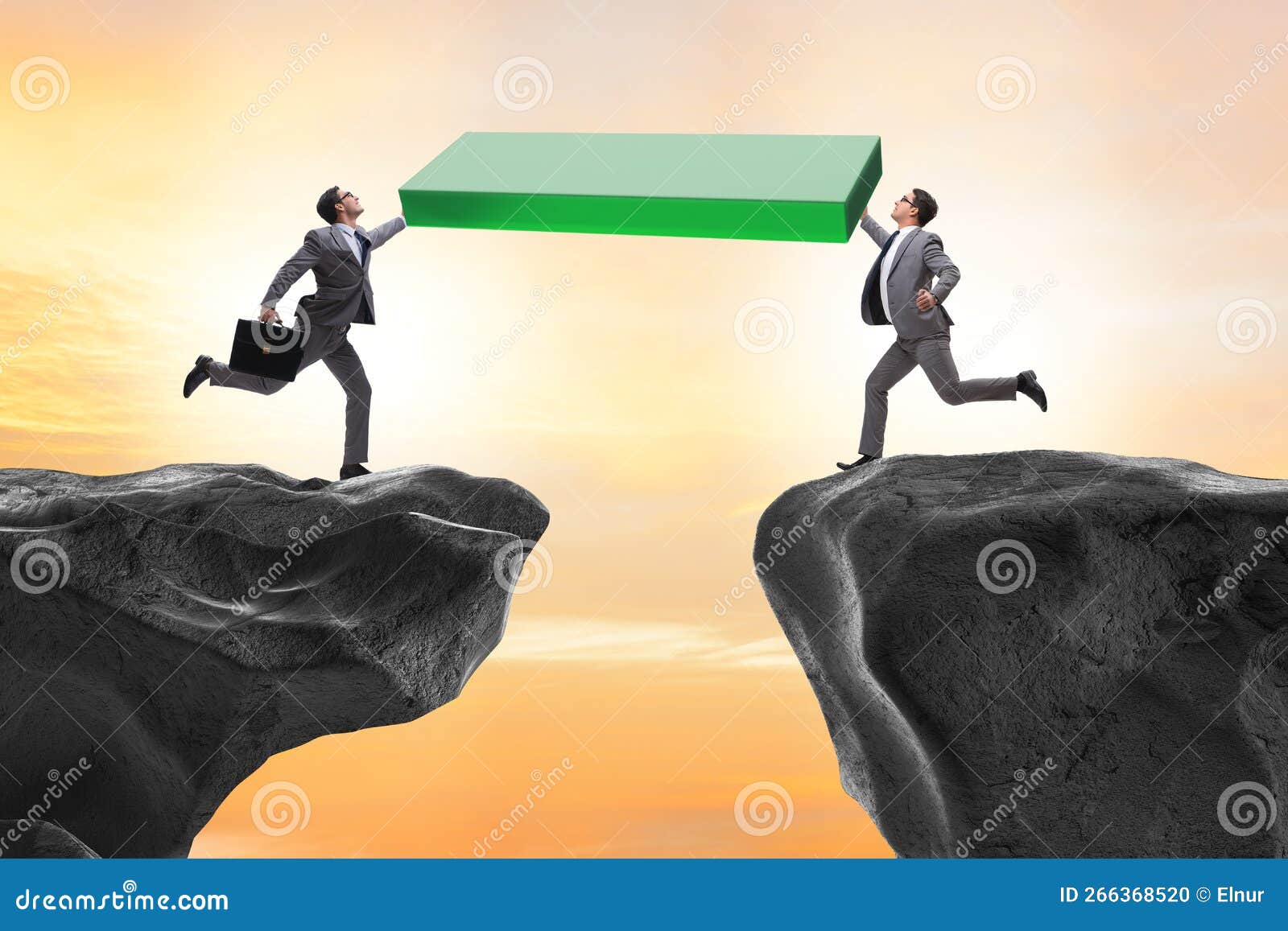 Concept of Teamwork with Bridge Being Built Stock Photo - Image of ...