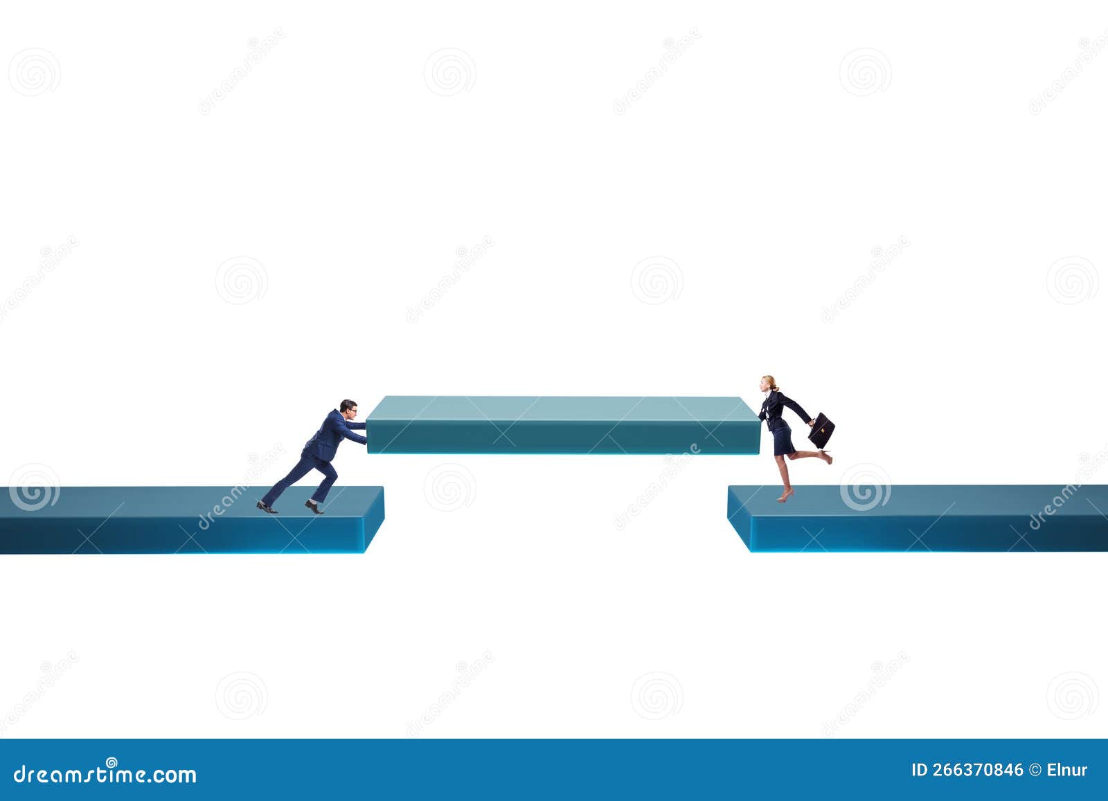 Concept of Teamwork with Bridge Being Built Stock Photo - Image of ...