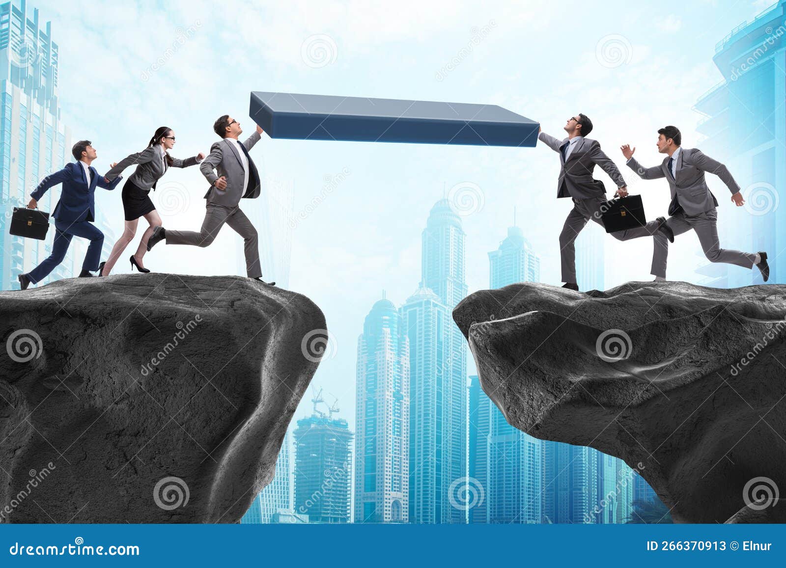 Concept of Teamwork with Bridge Being Built Stock Image - Image of ...