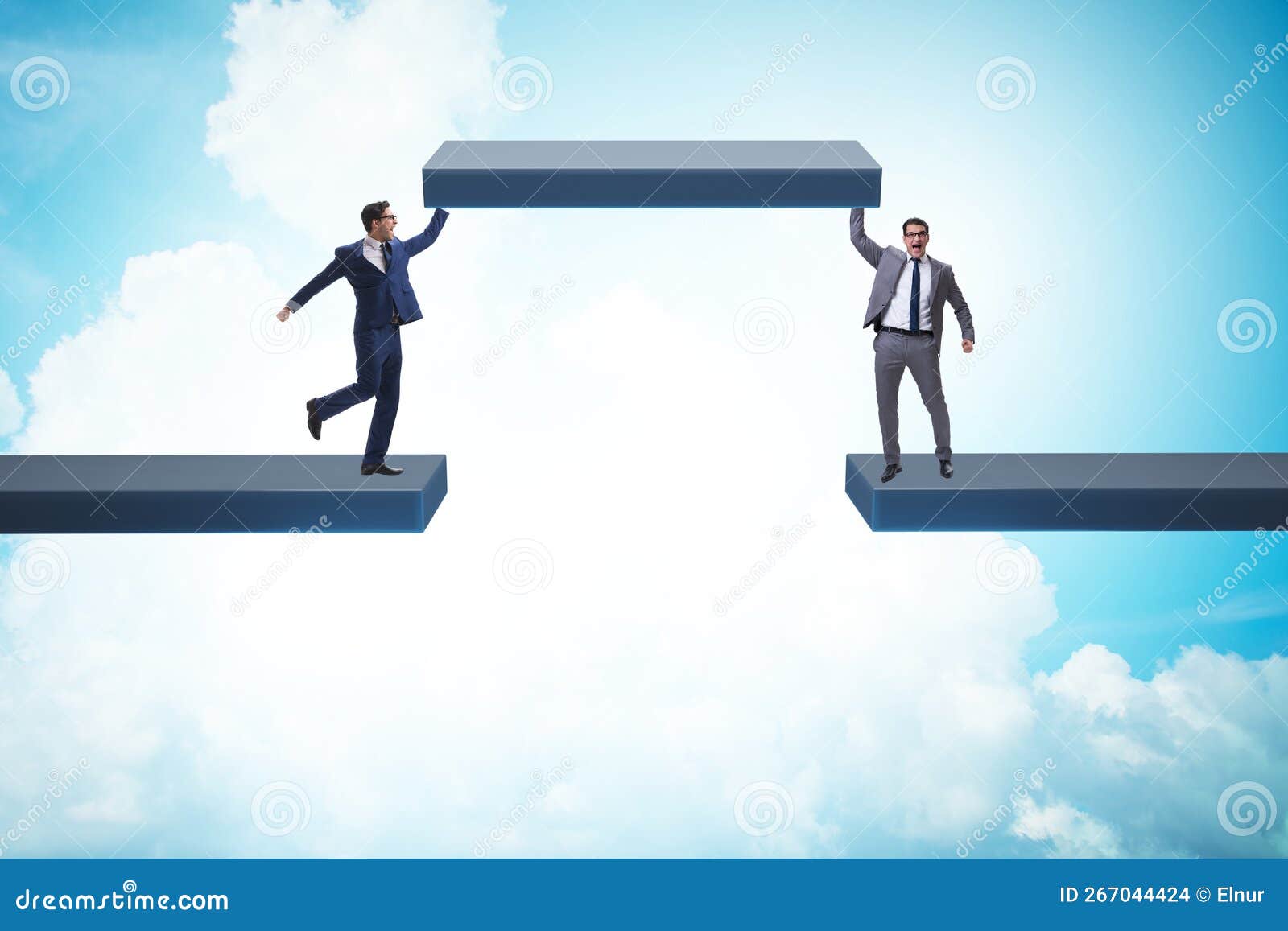 Concept of Teamwork with Bridge Being Built Stock Photo - Image of ...