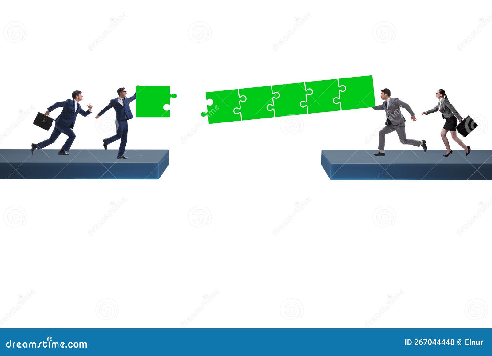 Concept of Teamwork with Bridge Being Built Stock Photo - Image of ...