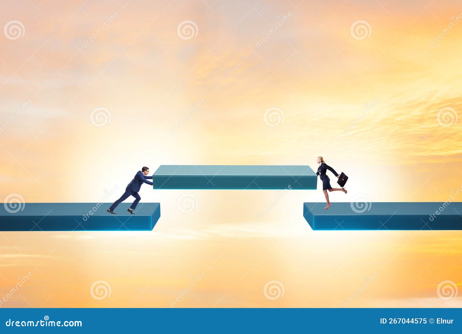 Concept of Teamwork with Bridge Being Built Stock Image - Image of team ...