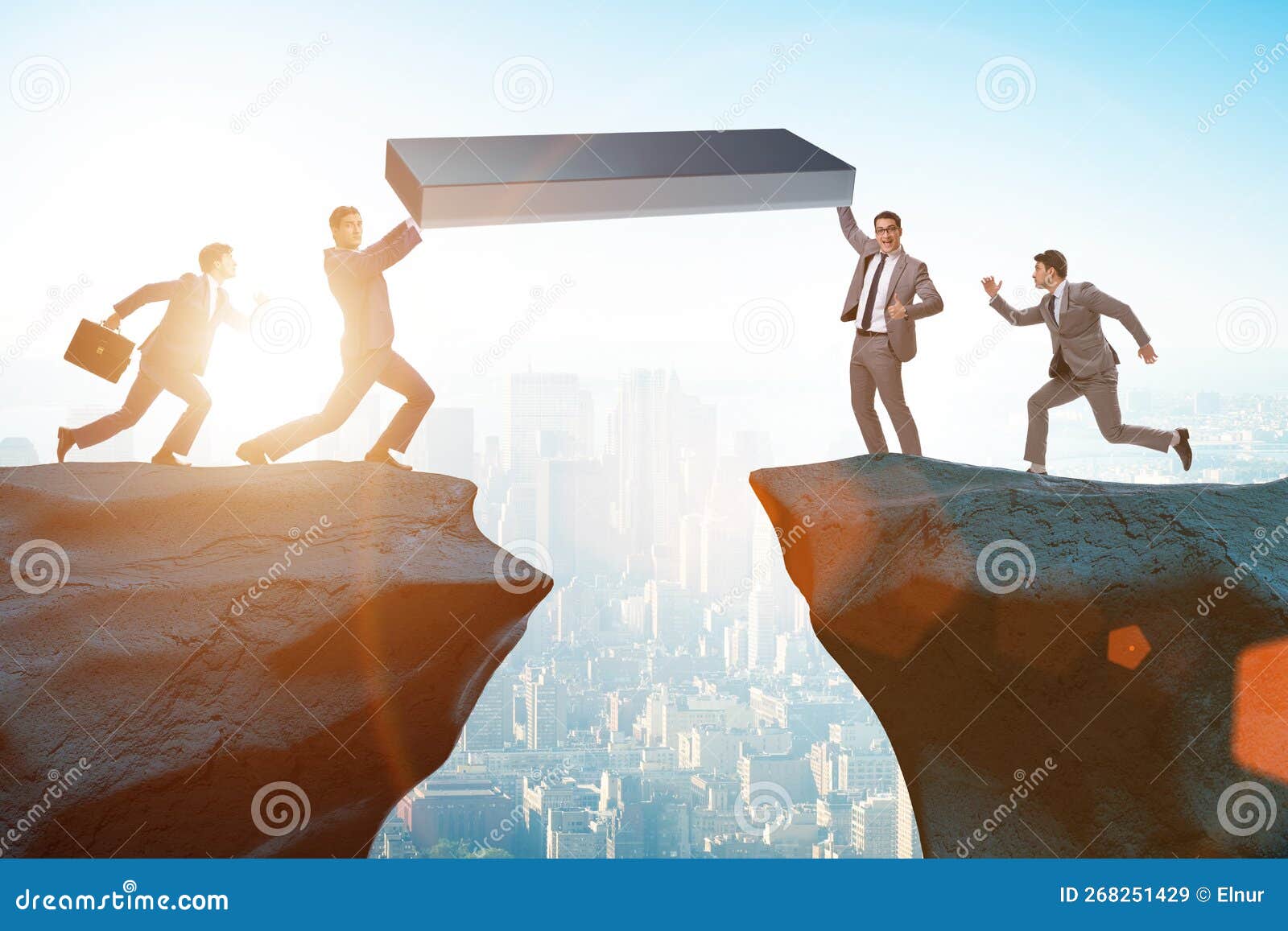Concept of Teamwork with Bridge Being Built Stock Image - Image of ...