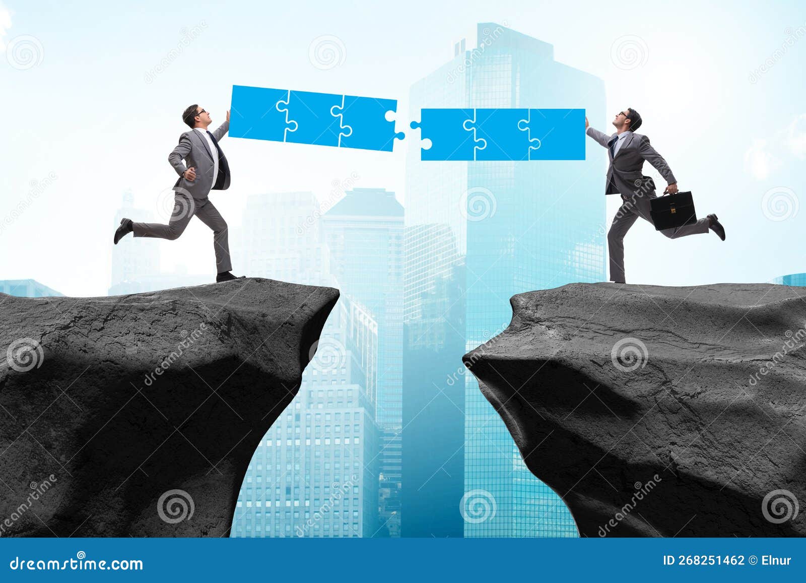 Concept of Teamwork with Bridge Being Built Stock Photo - Image of ...
