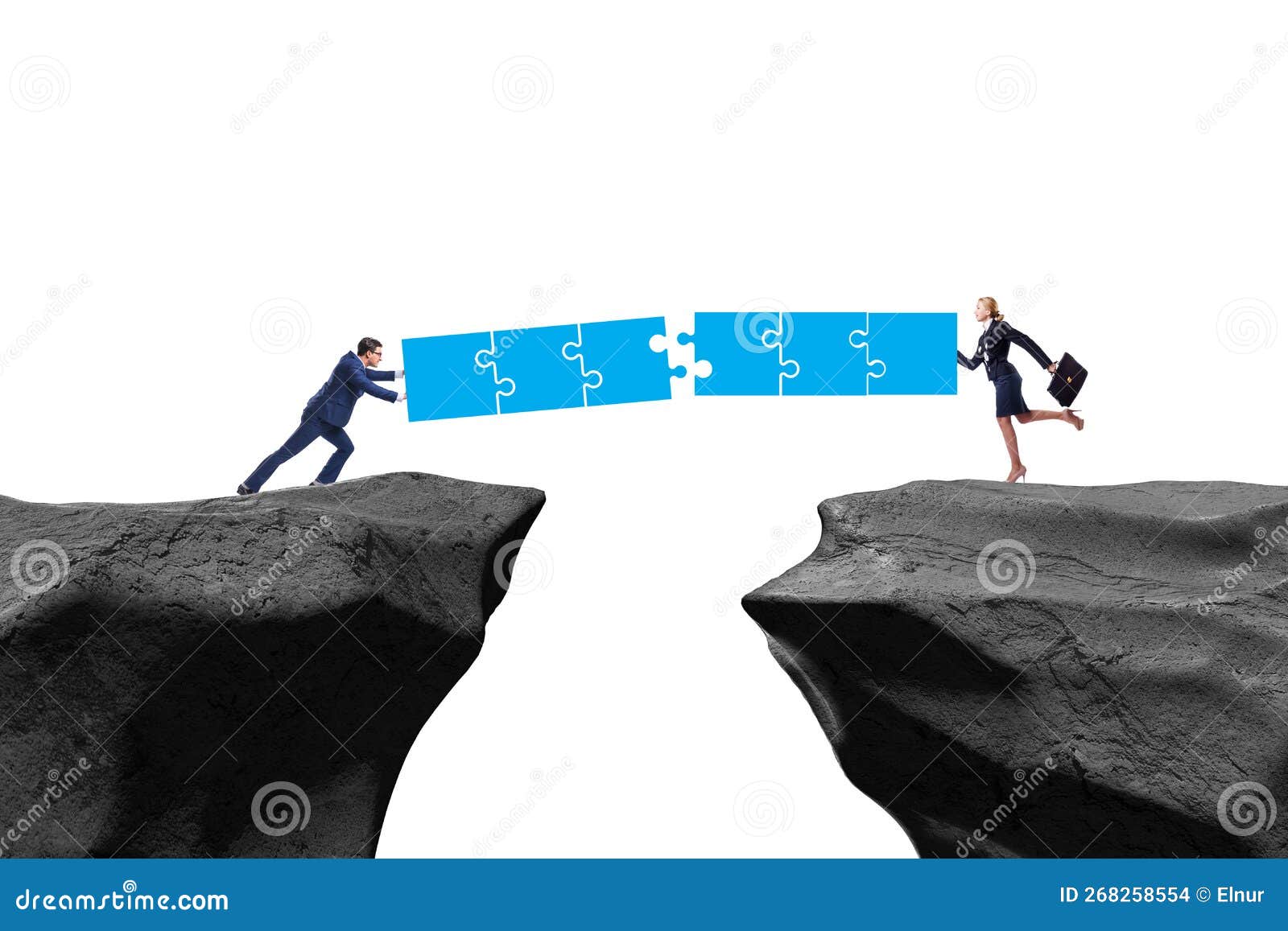 Concept of Teamwork with Bridge Being Built Stock Photo - Image of ...