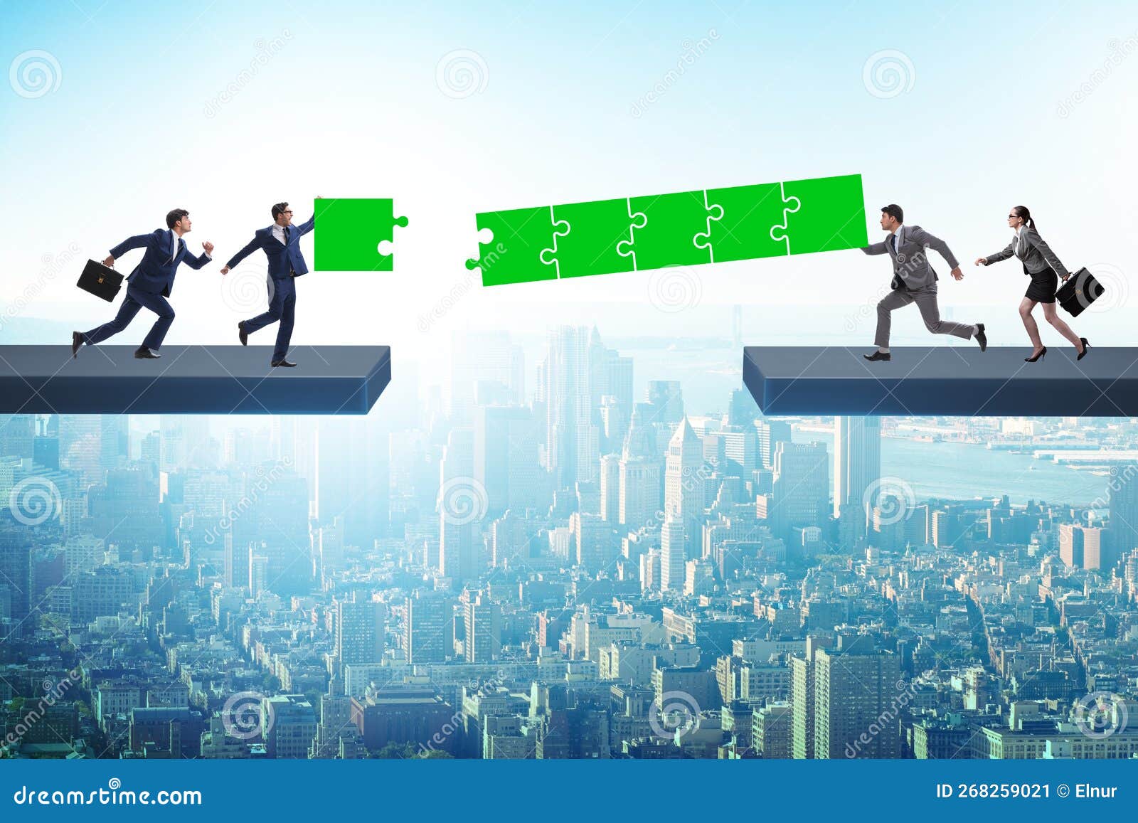 Concept of Teamwork with Bridge Being Built Stock Image - Image of ...