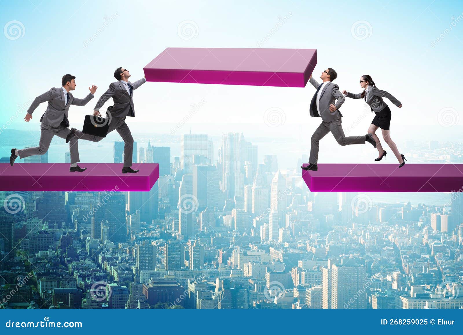 Concept of Teamwork with Bridge Being Built Stock Image - Image of ...