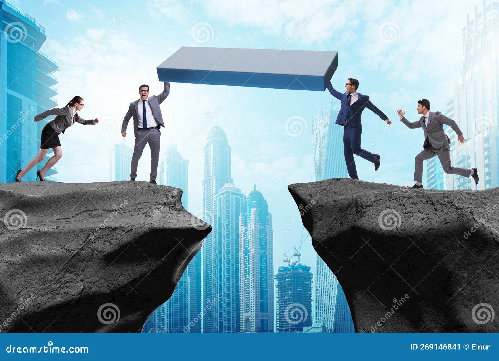 Concept of Teamwork with Bridge Being Built Stock Image - Image of ...
