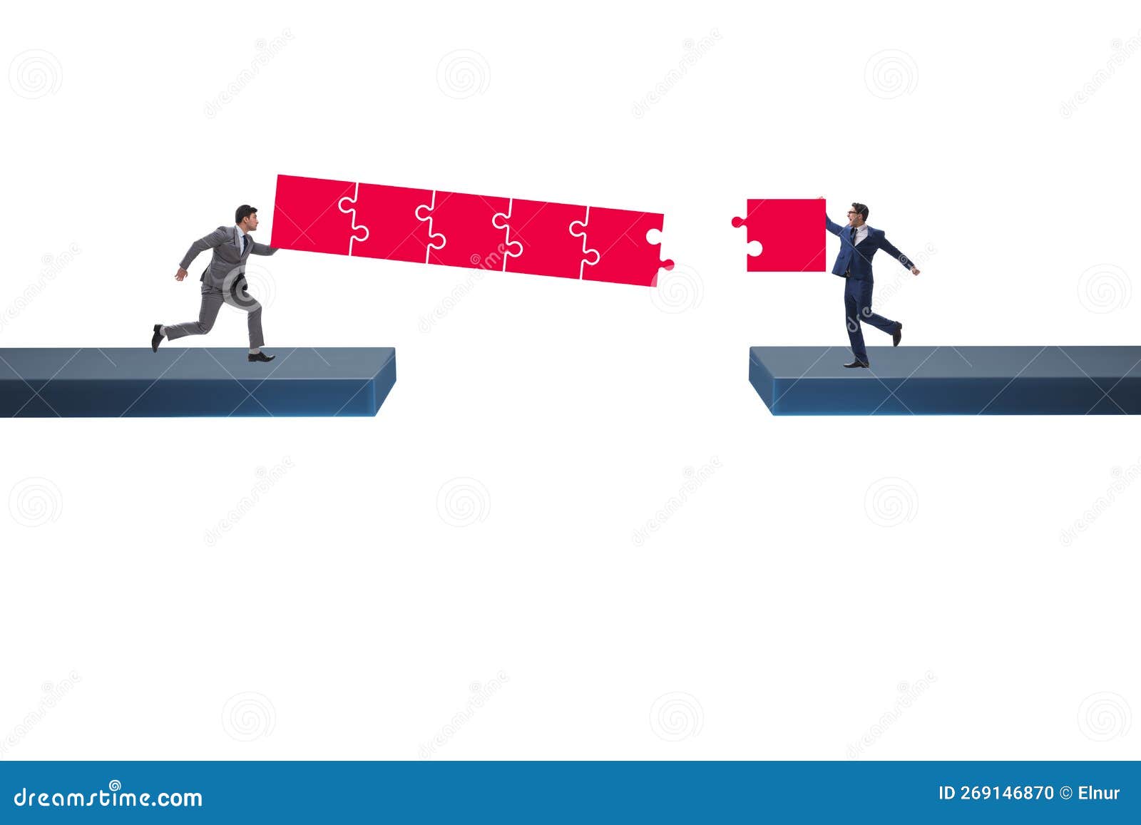 Concept of Teamwork with Bridge Being Built Stock Photo - Image of ...