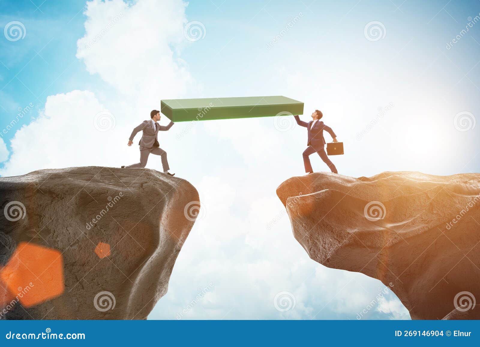 Concept of Teamwork with Bridge Being Built Stock Photo - Image of ...