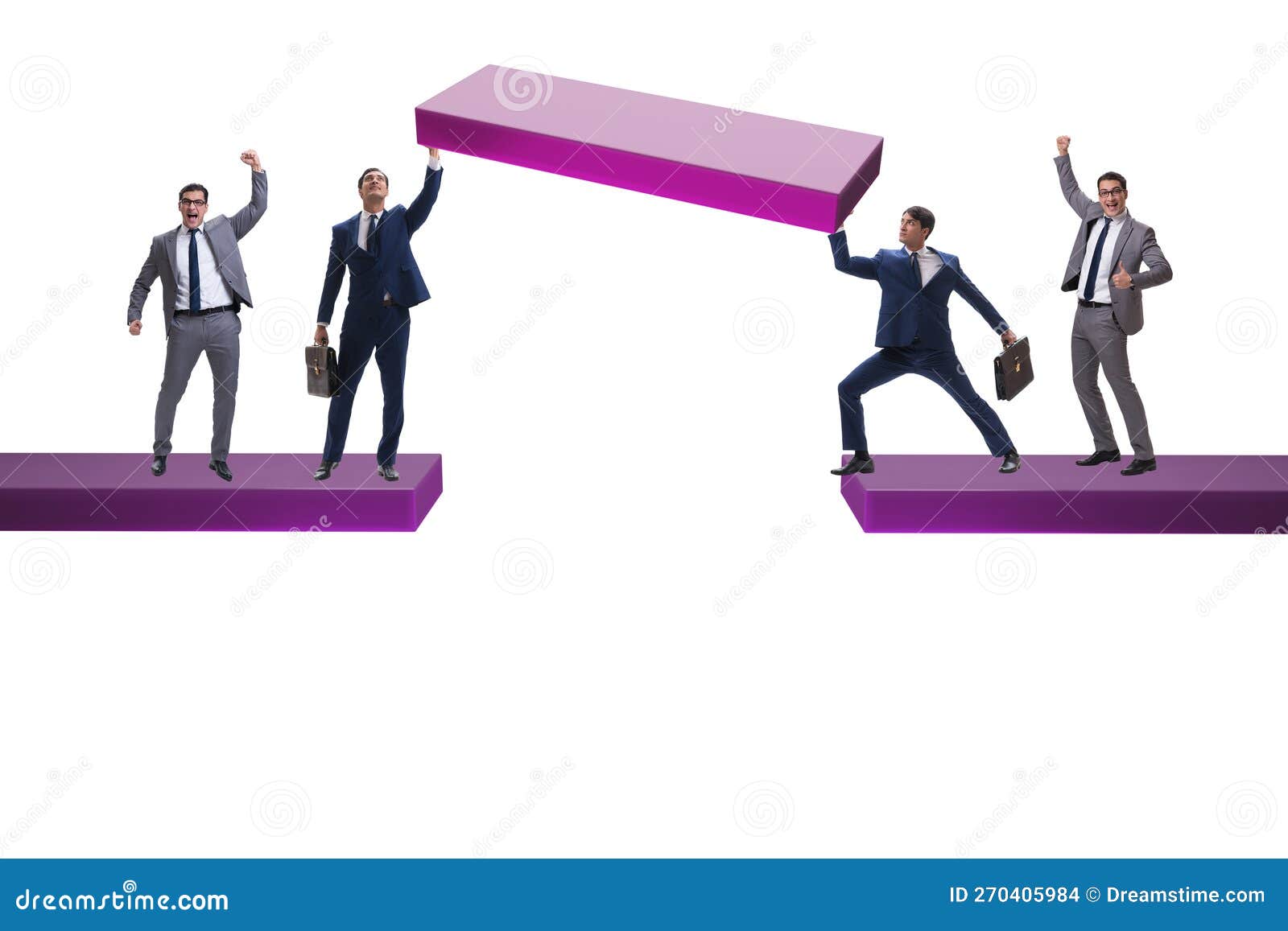 Concept of Teamwork with Bridge Being Built Stock Photo - Image of ...