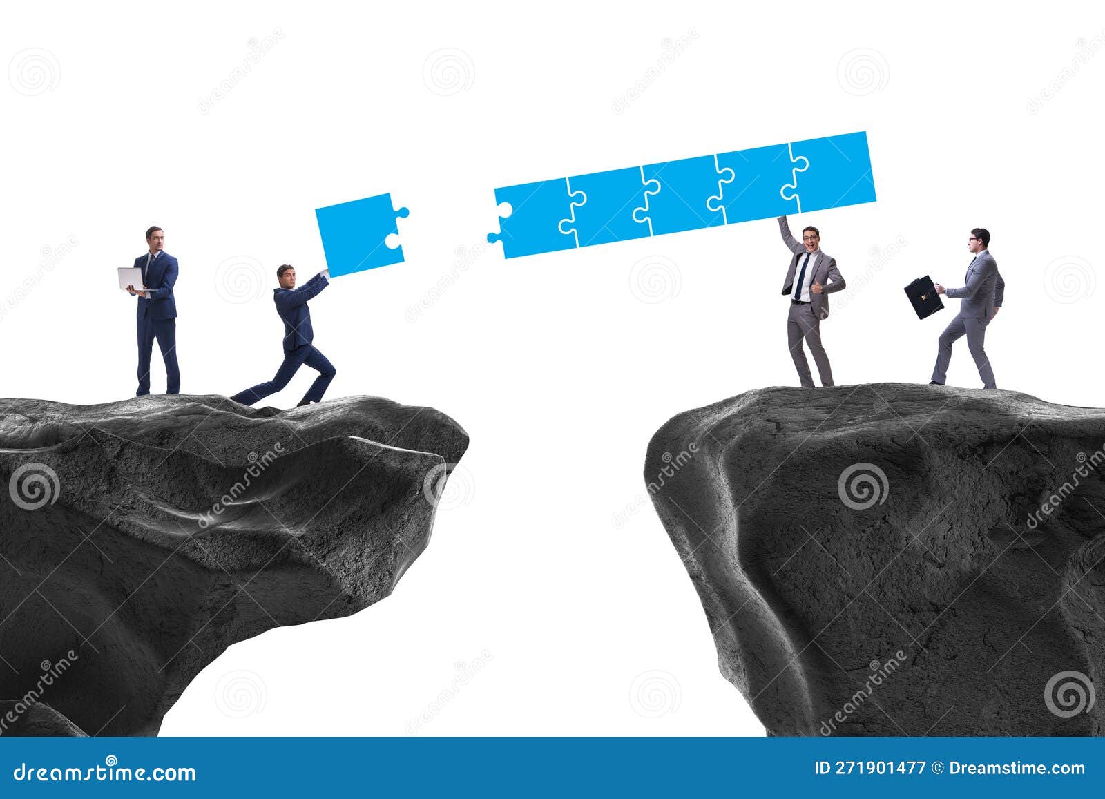 Concept of Teamwork with Bridge Being Built Stock Image - Image of ...