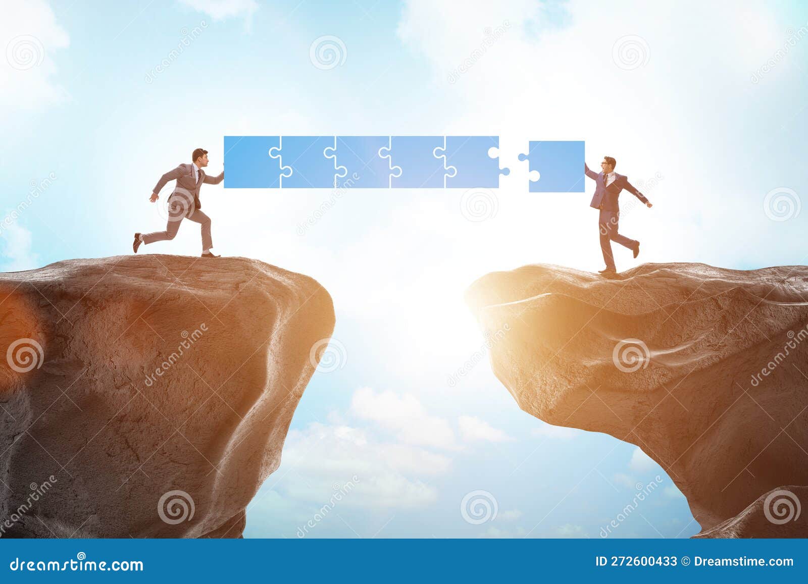 Concept of Teamwork with Bridge Being Built Stock Image - Image of ...