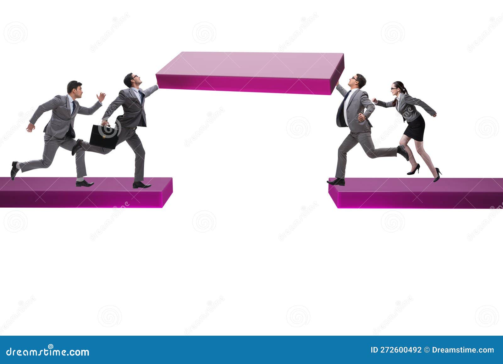 Concept of Teamwork with Bridge Being Built Stock Photo - Image of ...