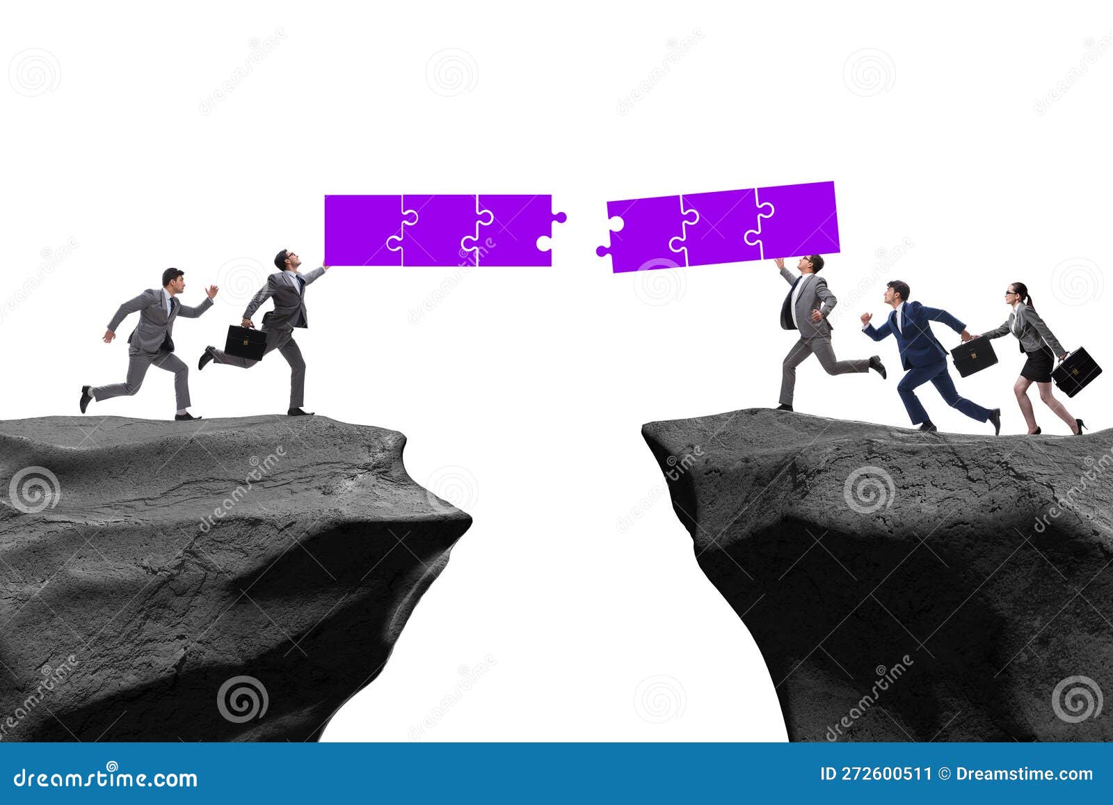Concept of Teamwork with Bridge Being Built Stock Image - Image of ...