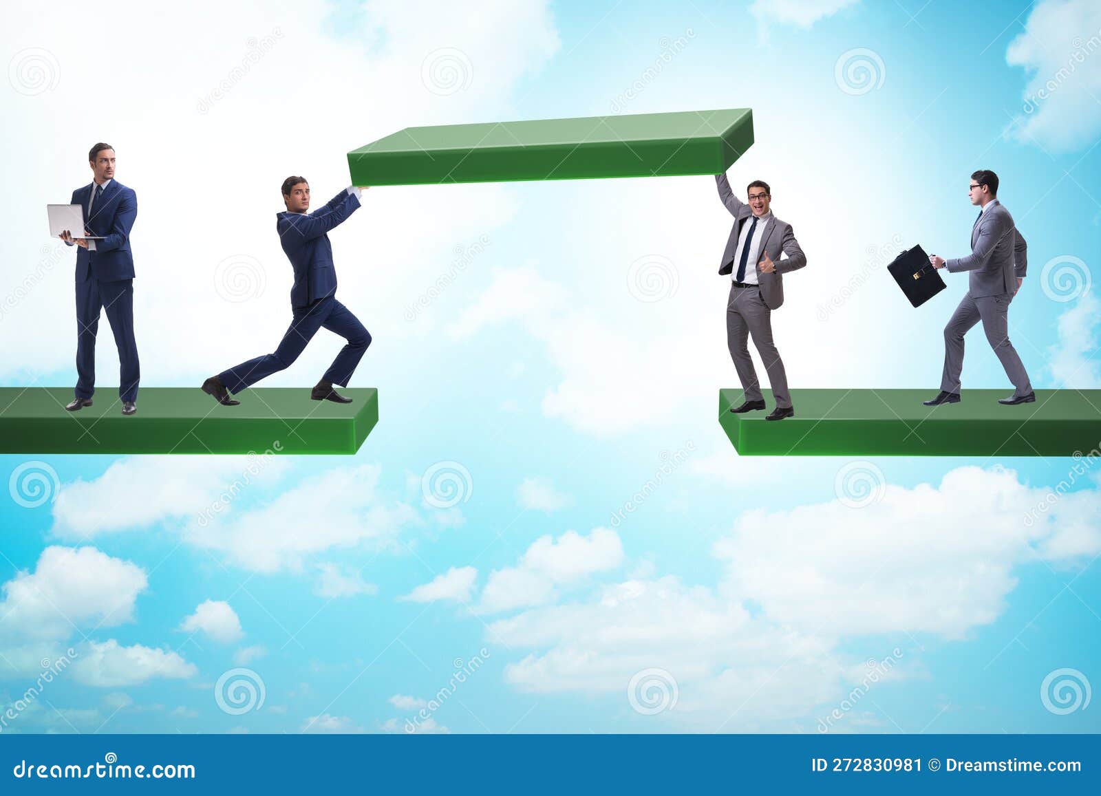 Concept of Teamwork with Bridge Being Built Stock Image - Image of ...