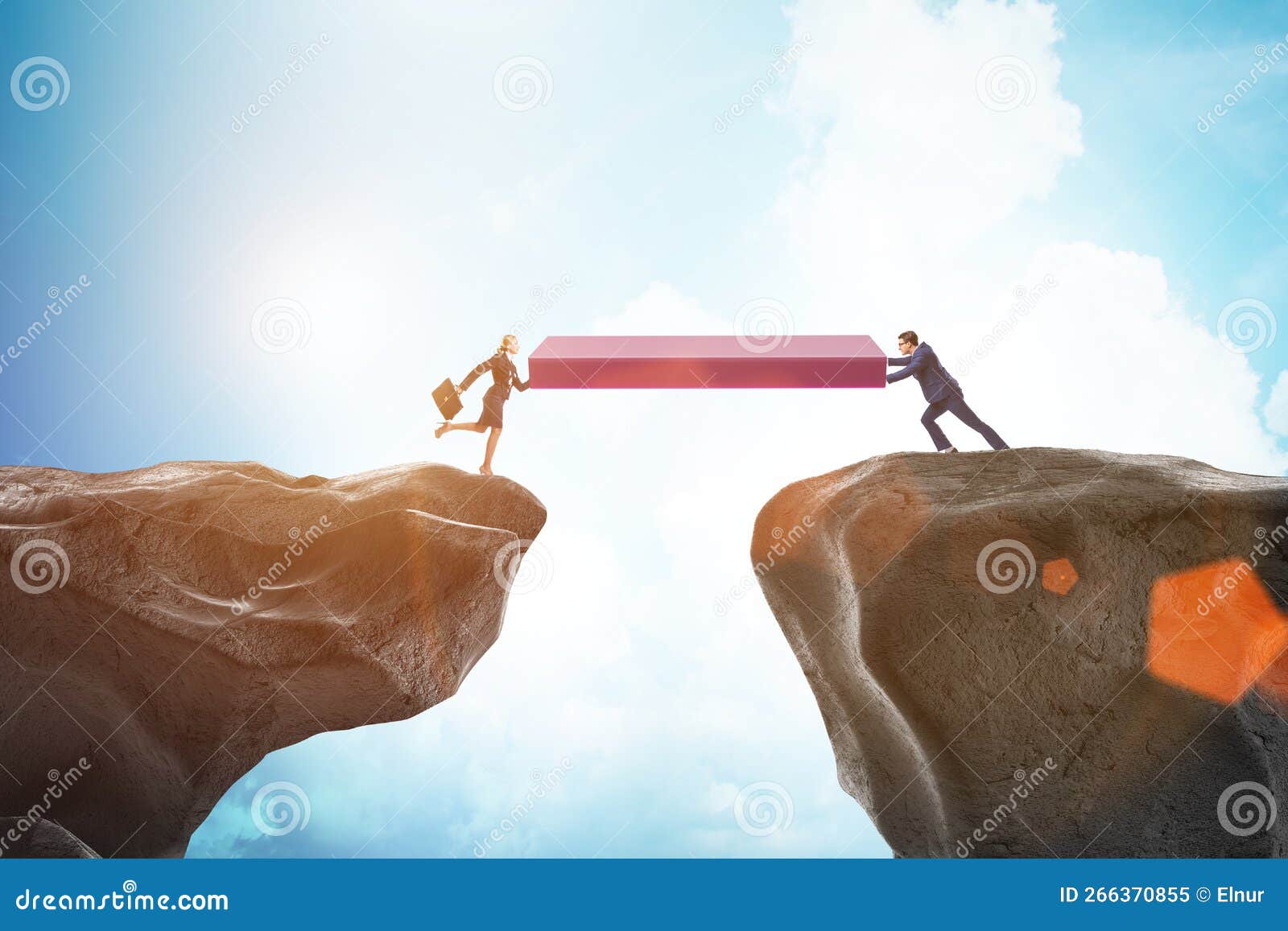 Concept of Teamwork with Bridge Being Built Stock Image - Image of ...