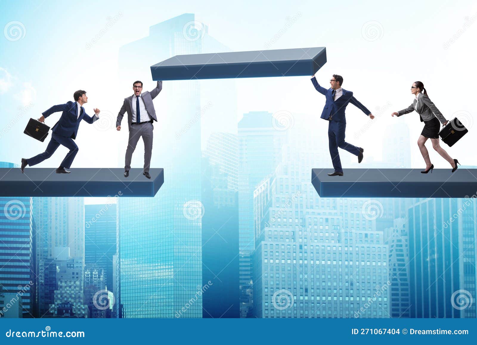 Concept of Teamwork with Bridge Being Built Stock Photo - Image of ...