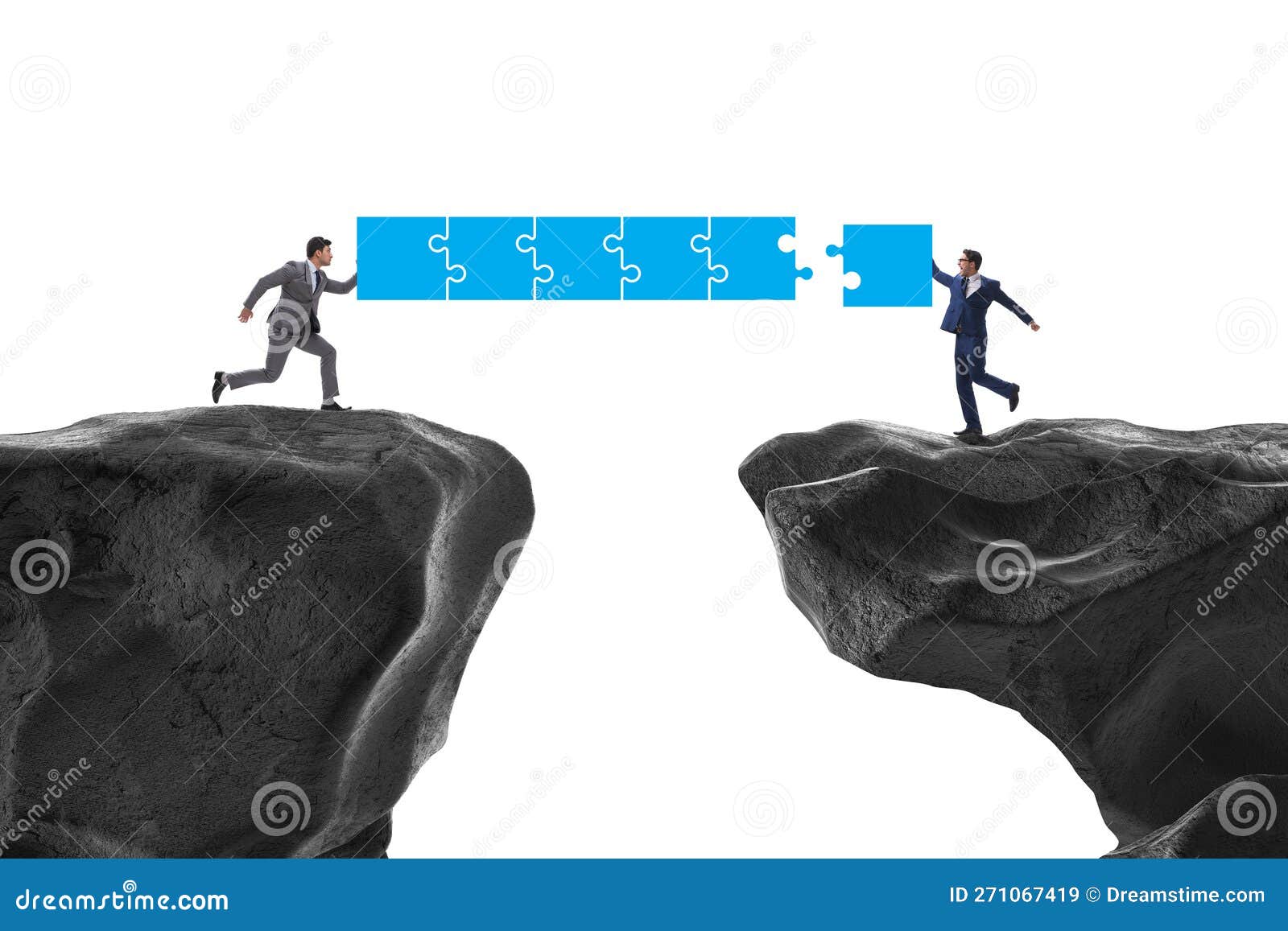 Concept of Teamwork with Bridge Being Built Stock Image - Image of ...