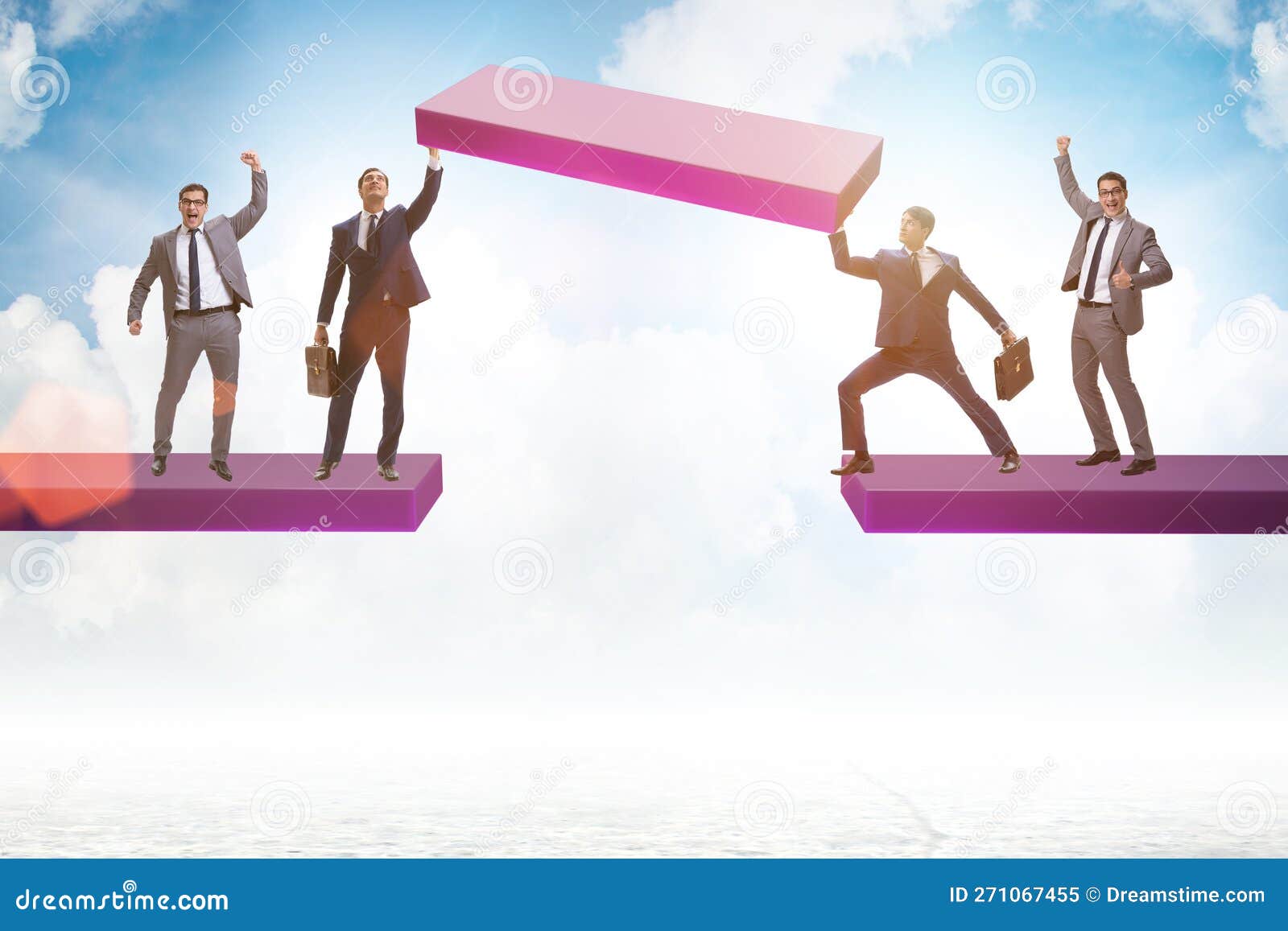 Concept of Teamwork with Bridge Being Built Stock Image - Image of ...