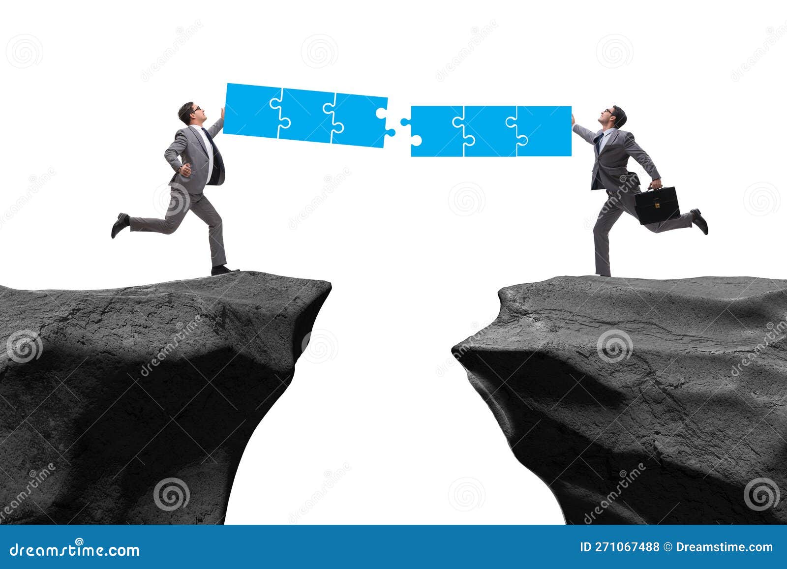 Concept of Teamwork with Bridge Being Built Stock Photo - Image of ...