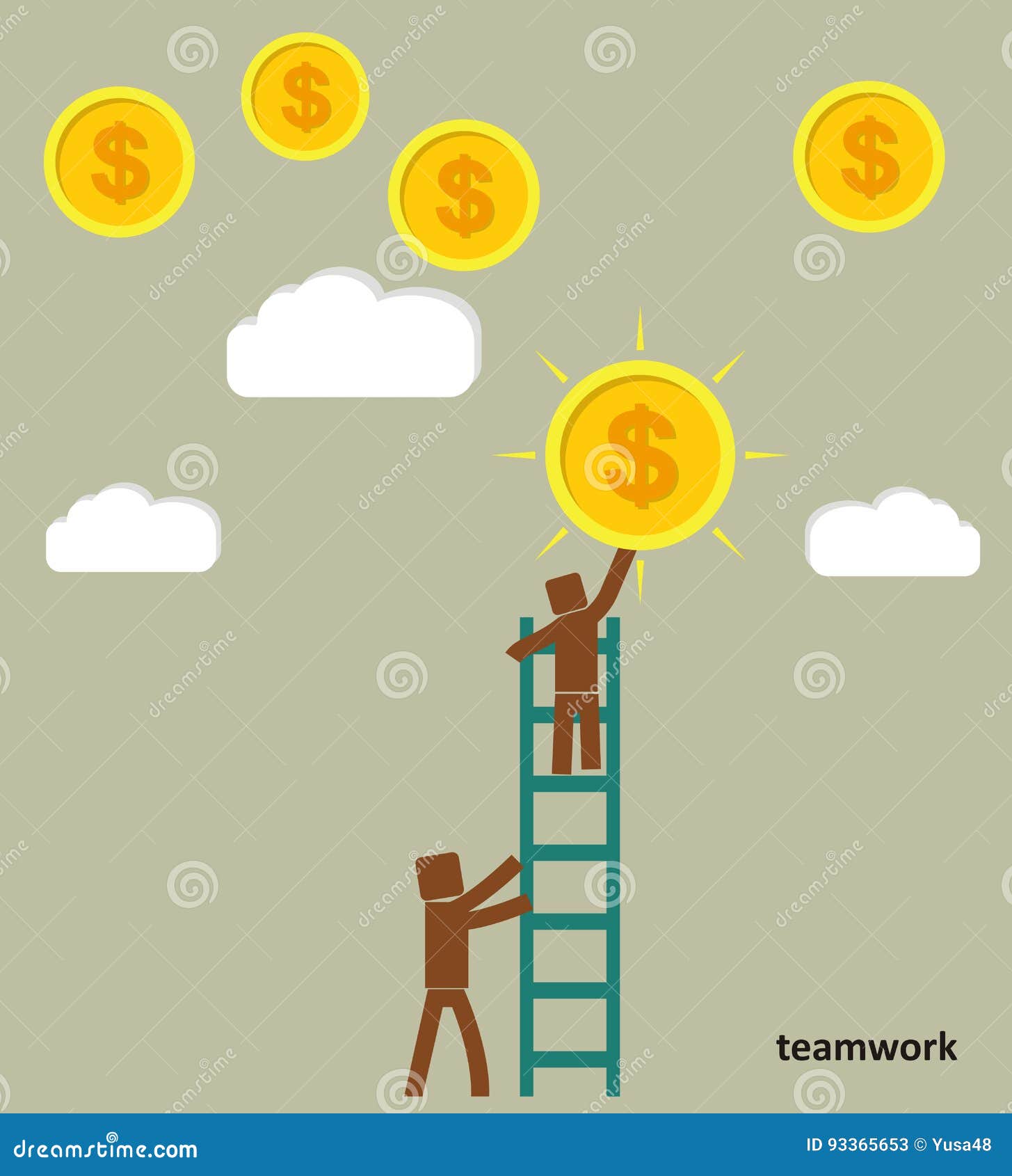 Teamwork Coin Business Target Arrow On Procress Business Level Up ...