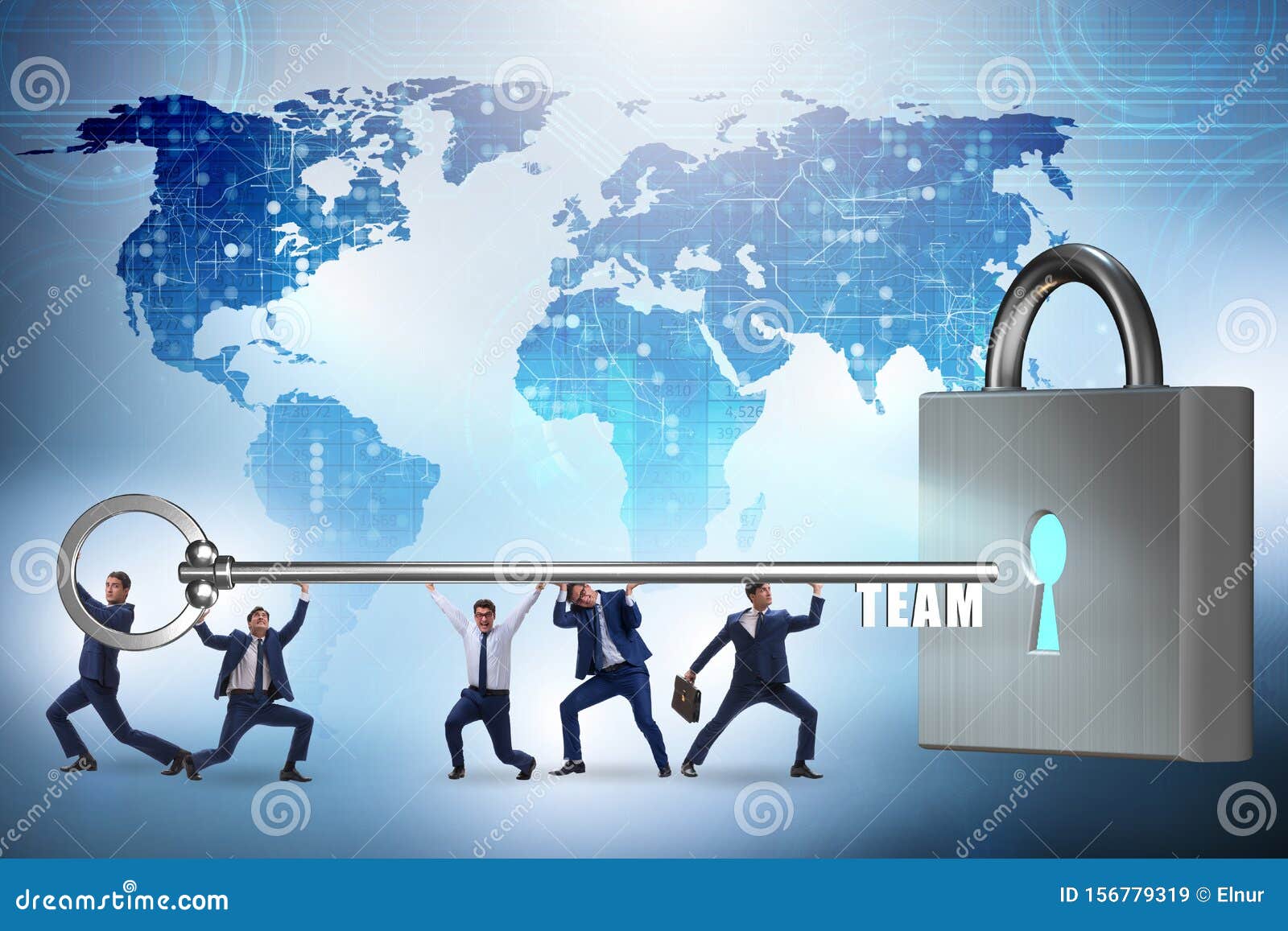 Concept of Teamwork with Businessmen Unlocking Lock Stock Image - Image ...