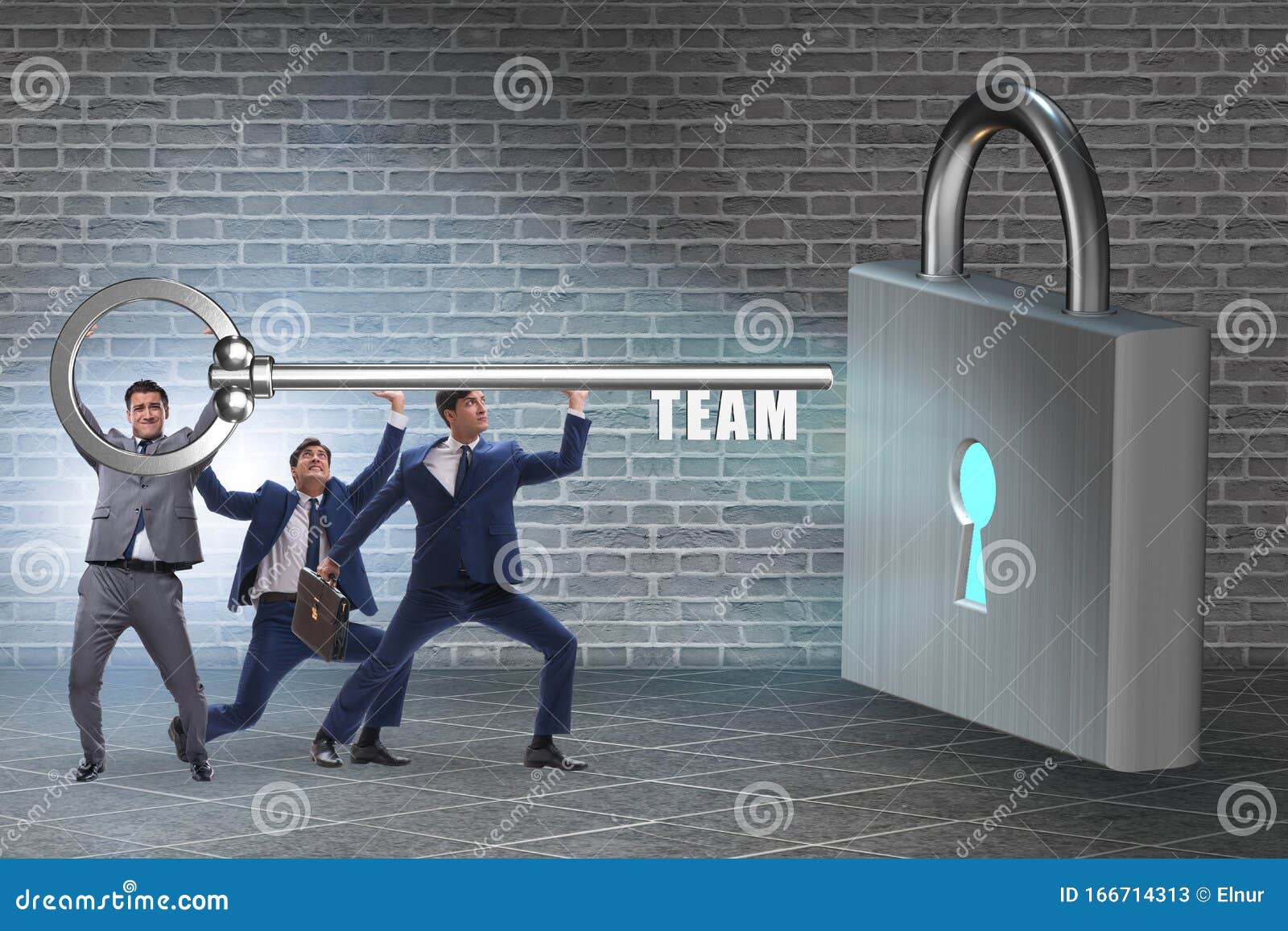 Concept of Teamwork with Businessmen Unlocking Lock Stock Image - Image ...