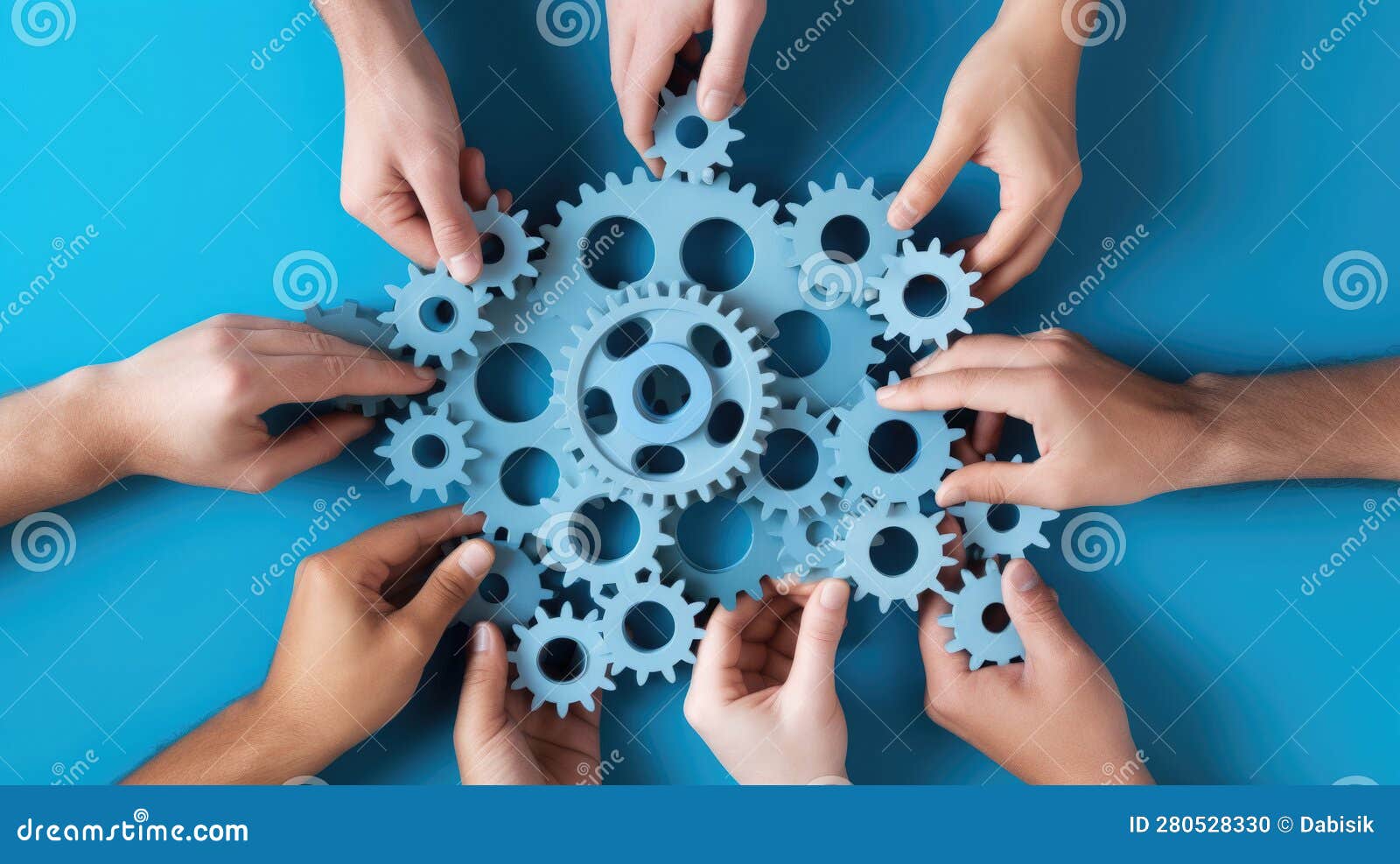 Concept of Teamwork. People Hold Cog Wheels in Hands. Generative AI ...