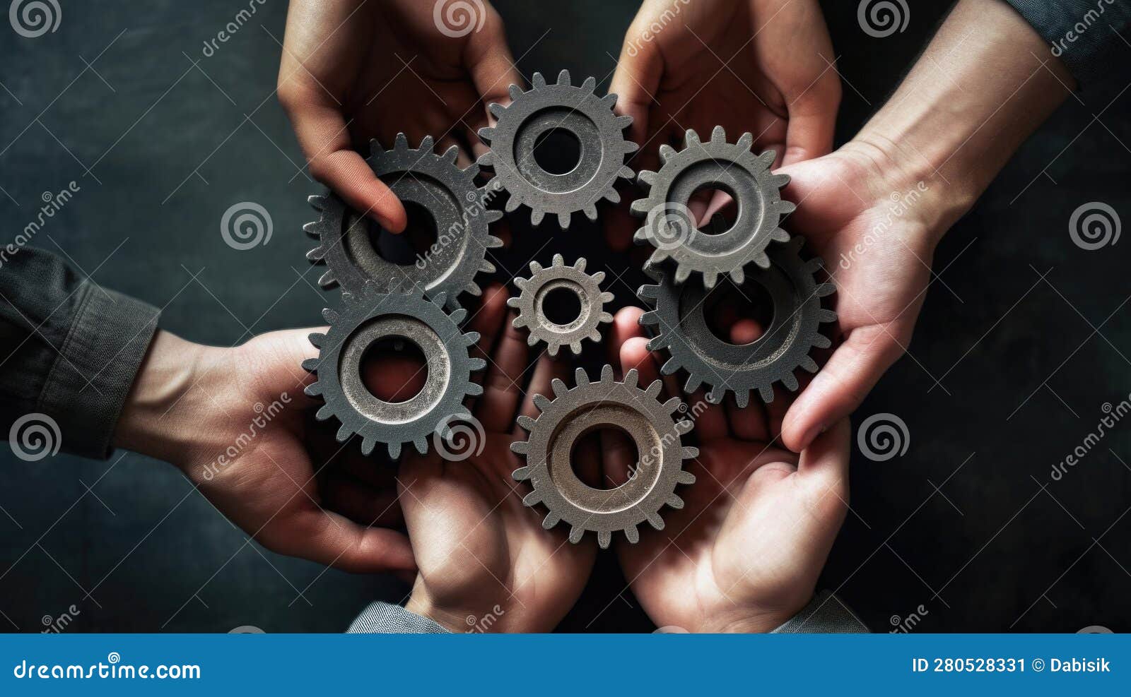 Concept of Teamwork. People Hold Cog Wheels in Hands. Generative AI ...