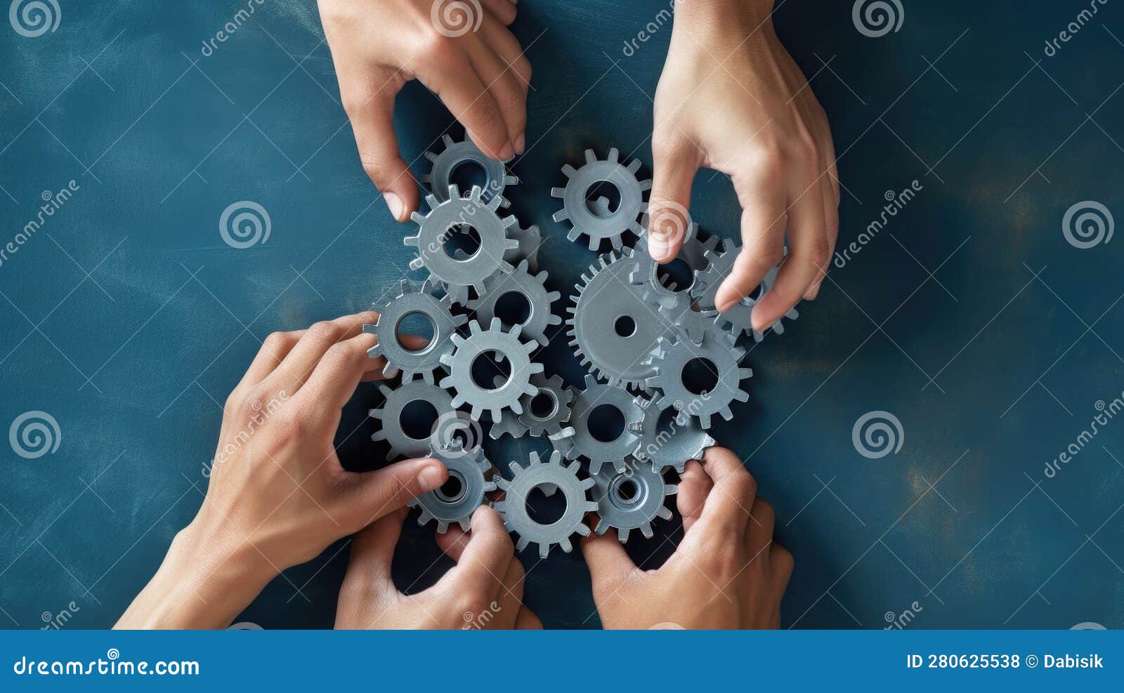 Concept of Teamwork. People Hold Cog Wheels in Hands. Generative AI ...